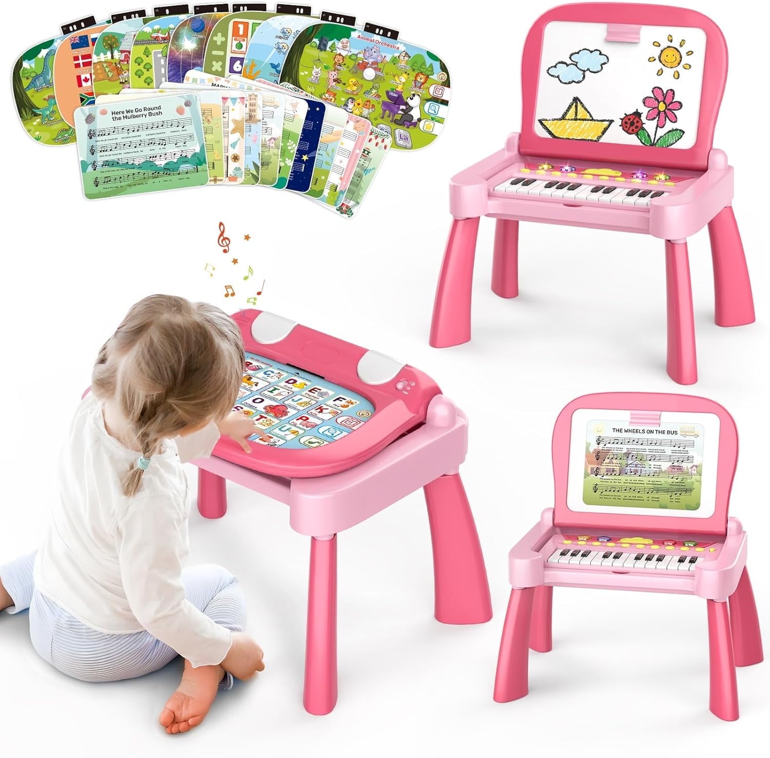 Adofi Kids Learning Activity Table, 4-Piece Removable Parts, Toys for ...