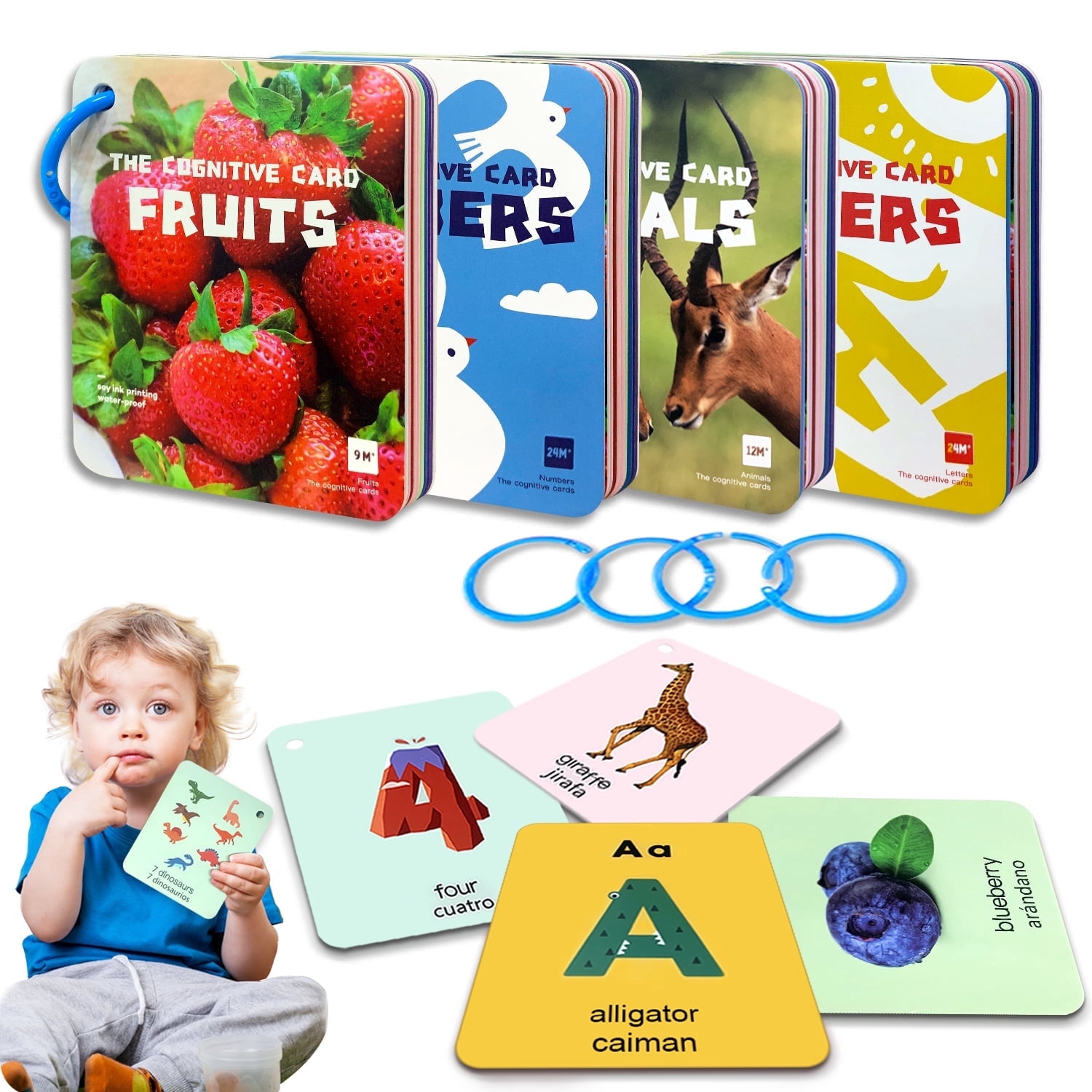 Adofi Baby Learning Cards - Alphabet & Animal Flash Cards, For Toddlers ...