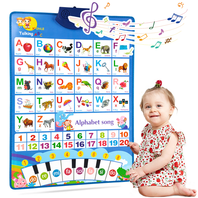 Adofi Upgraded Electronic Bilingual Alphabet Wall Chart, Talking ABC ...