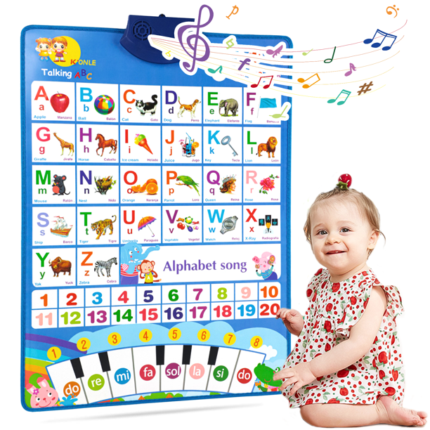 Adofi Upgraded Electronic Bilingual Alphabet Wall Chart, Talking ABC ...