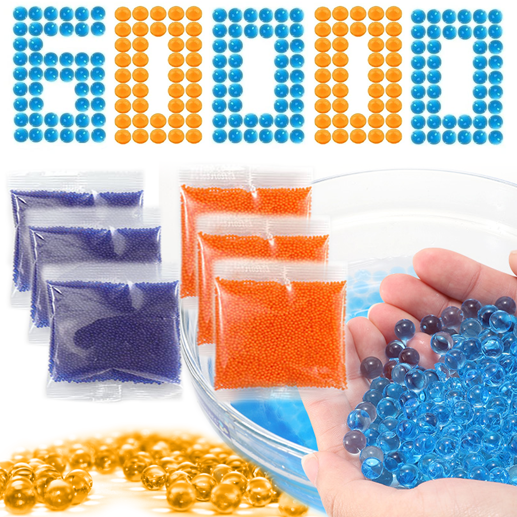 Adofi Water Balls Beads Refill Ammo (7-8mm, 6 Pack, 10000 Pieces), Eco ...