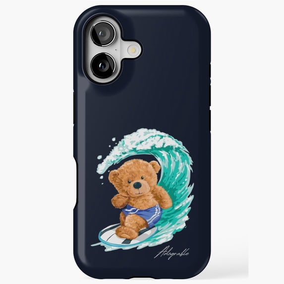 Adogable Surfing Teddy Bear Riding Wave Case iPhone 17 through 11 Pro ...