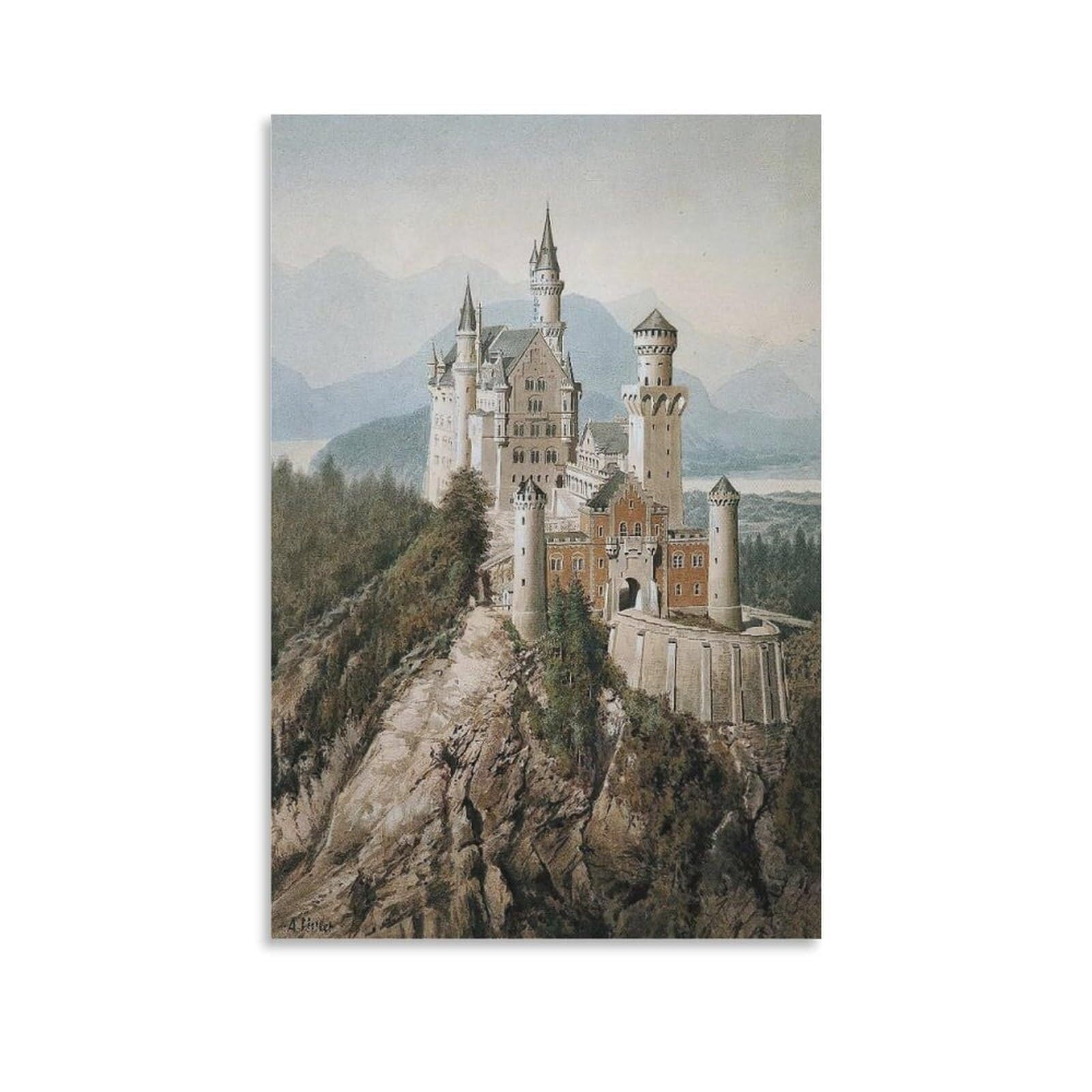 Adolf Hitler Neuschwanstein Landscape Canvas Wall Art Posters For Room ...