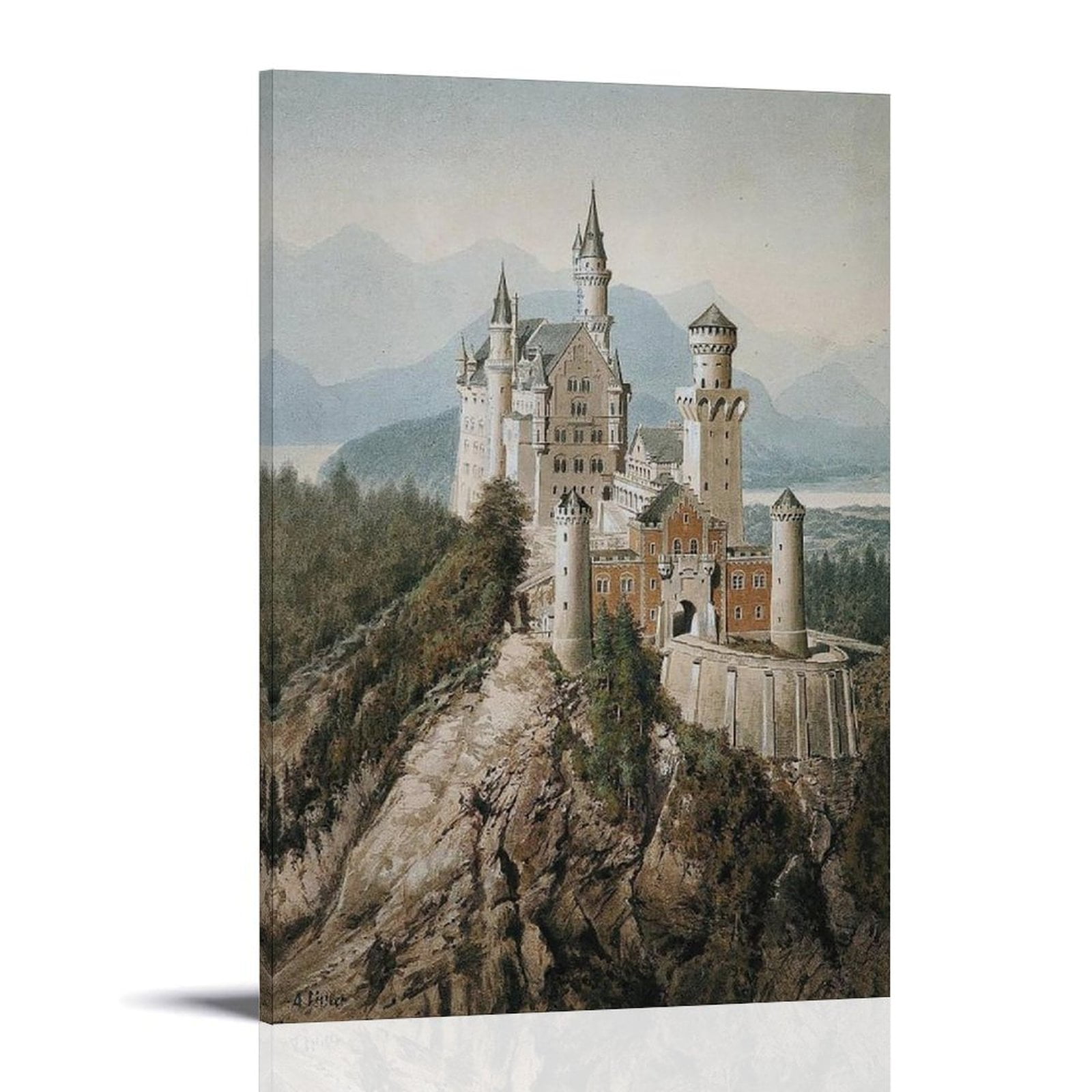Adolf Hitler's Neuschwanstein Castle Painting Vintage Poster Picture ...