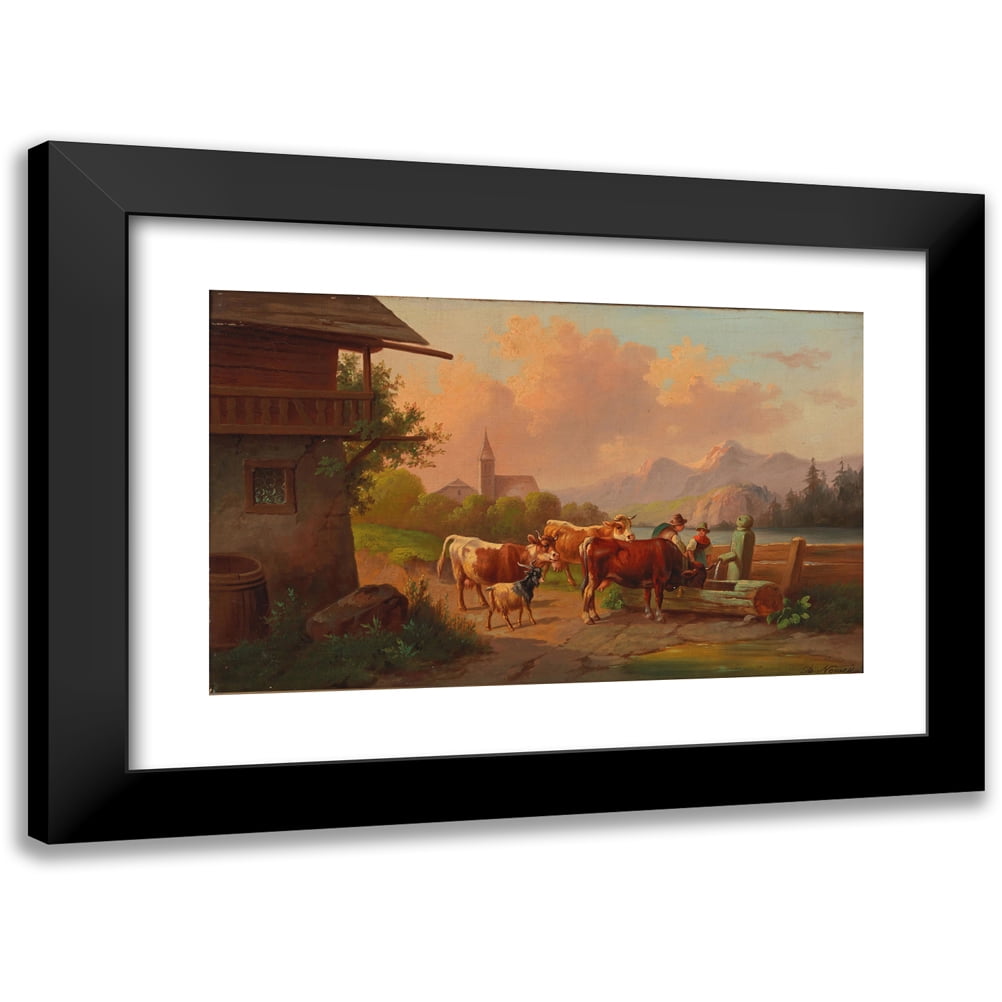 Adolf Nowey 24x16 Black Modern Framed Museum Art Print Titled - Cows ...