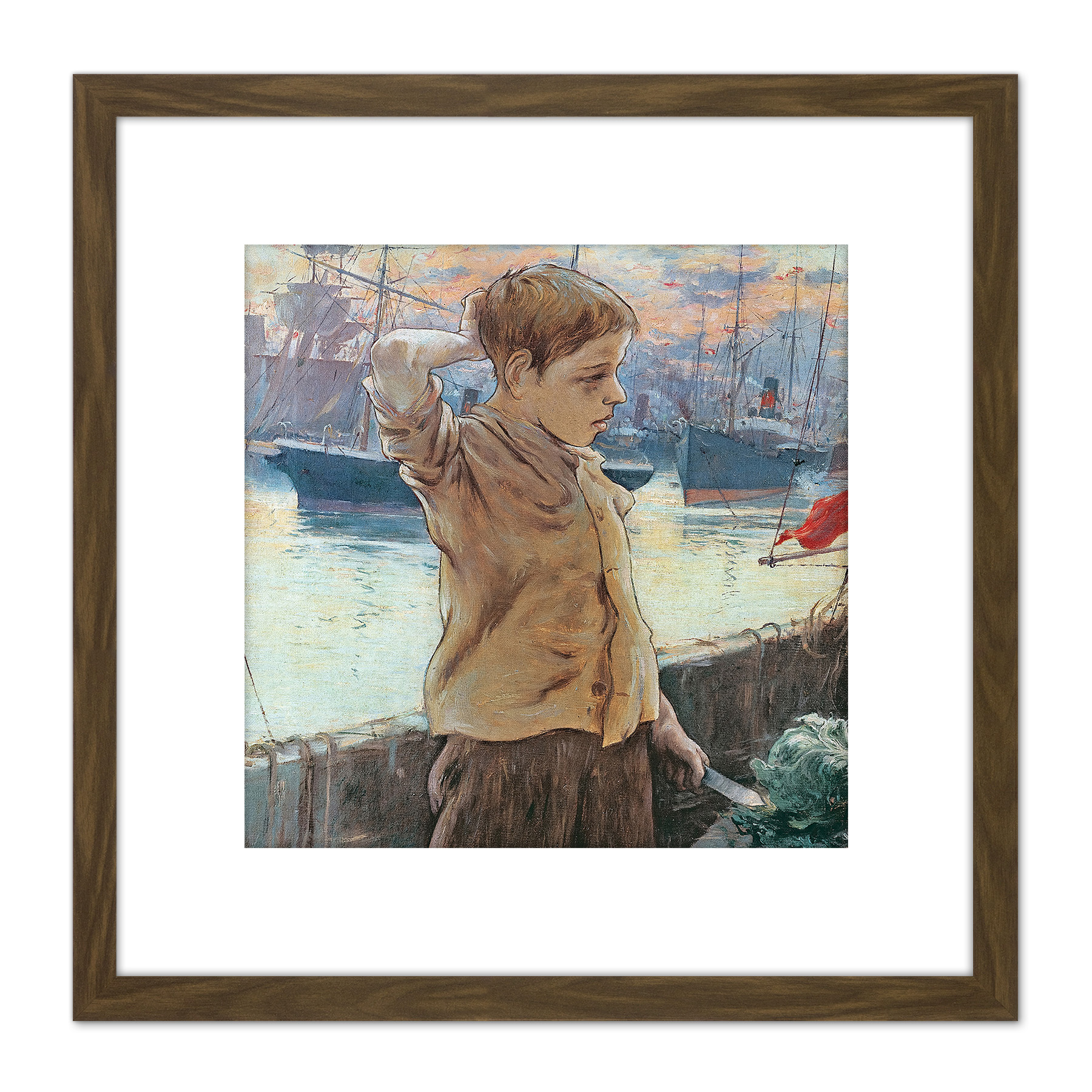 Adolfo Guiard Ships Boy Sea Sailing Painting 8X8 Inch Square Wooden ...