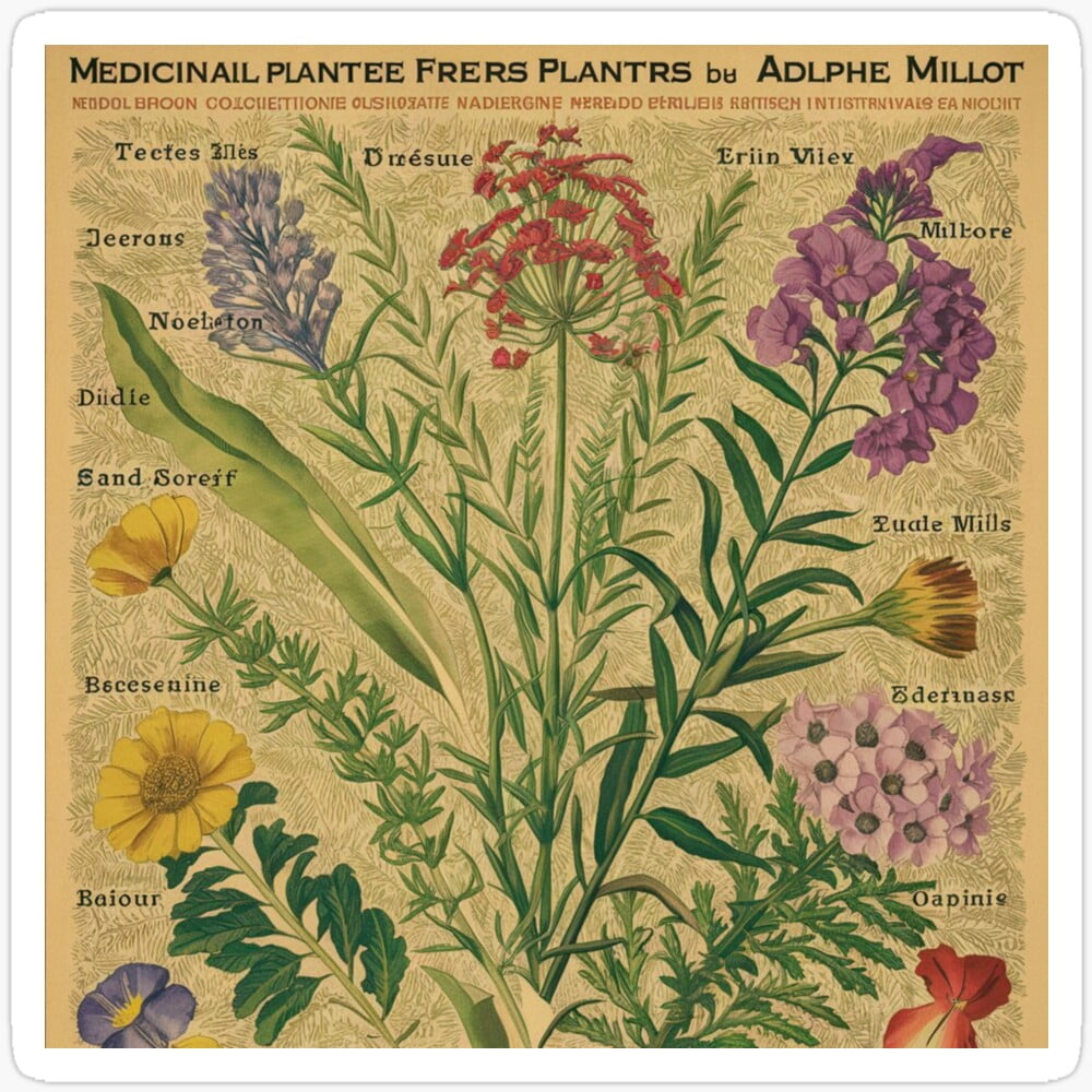 Adolphe Millot - Plantes Medicinales B - French Vintage Poster Poster ...