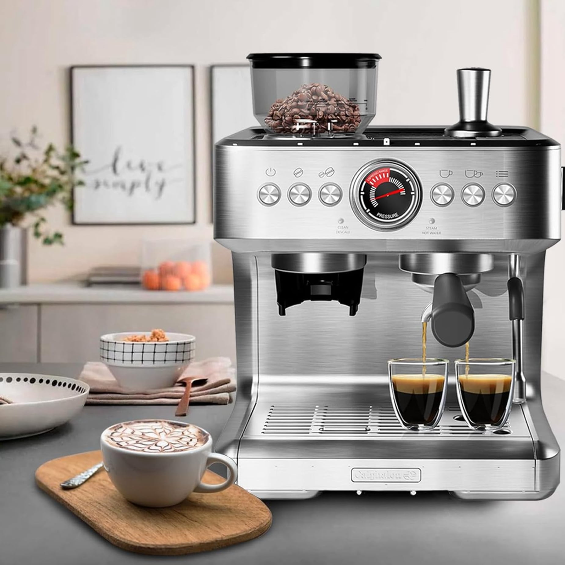 Adoolla 20 BAR Semi-Automatic Espresso Machine with Built-in Grinder ...