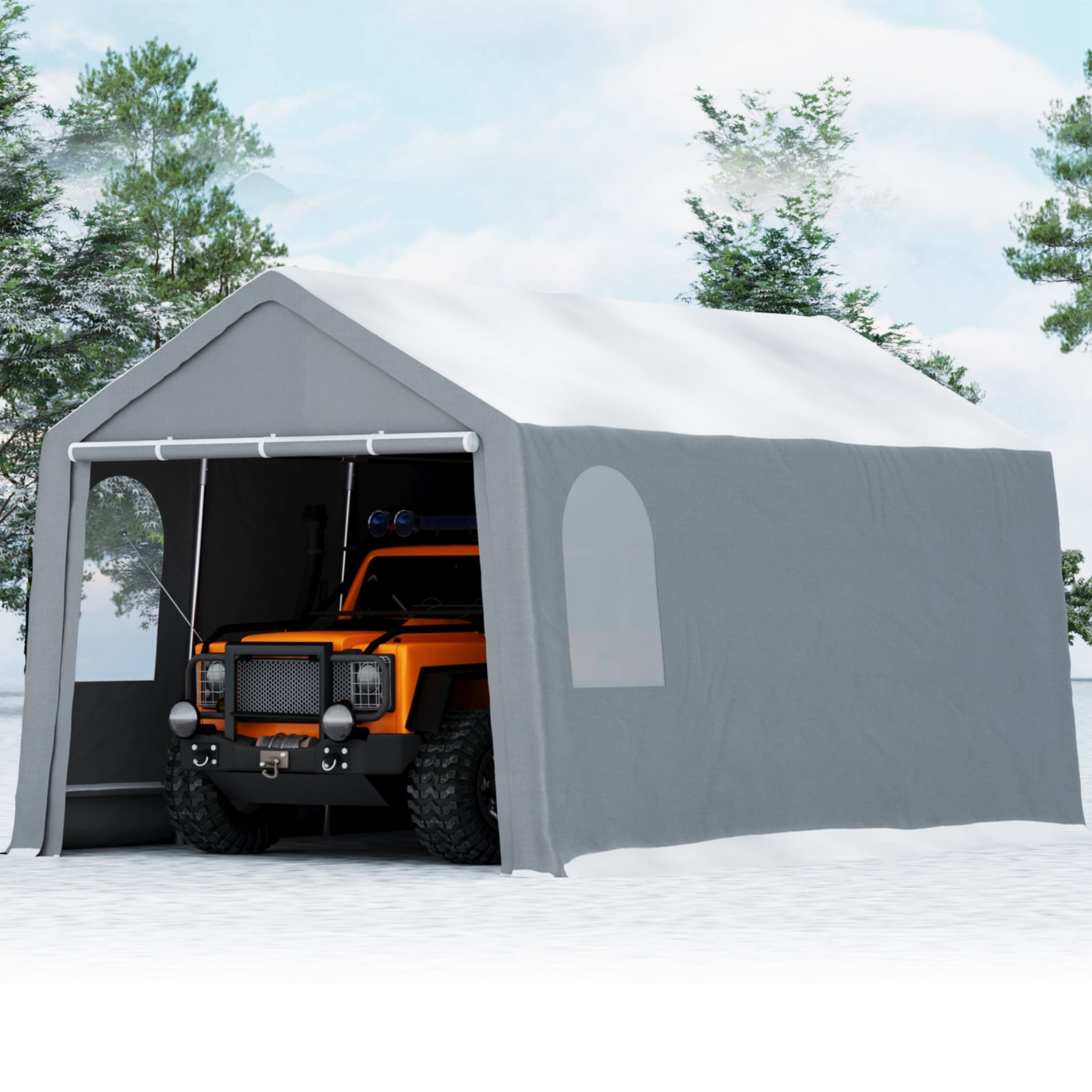 Adoolla 8'x14' Outdoor Portable Storage Shelter Shed, Heavy Duty Metal ...