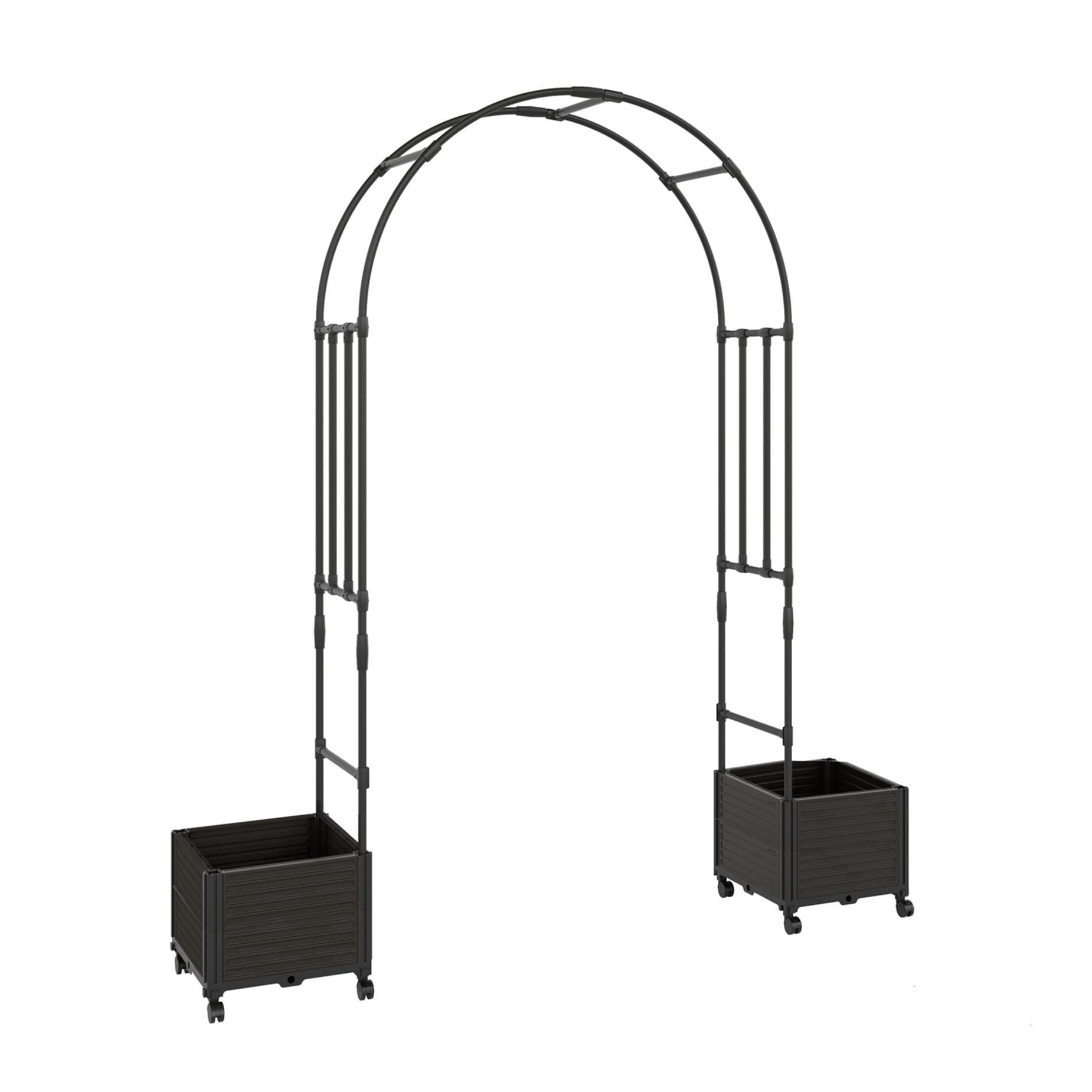 Adoolla Garden Arch Trellis with Planter Boxes & Wheels for Climbing ...