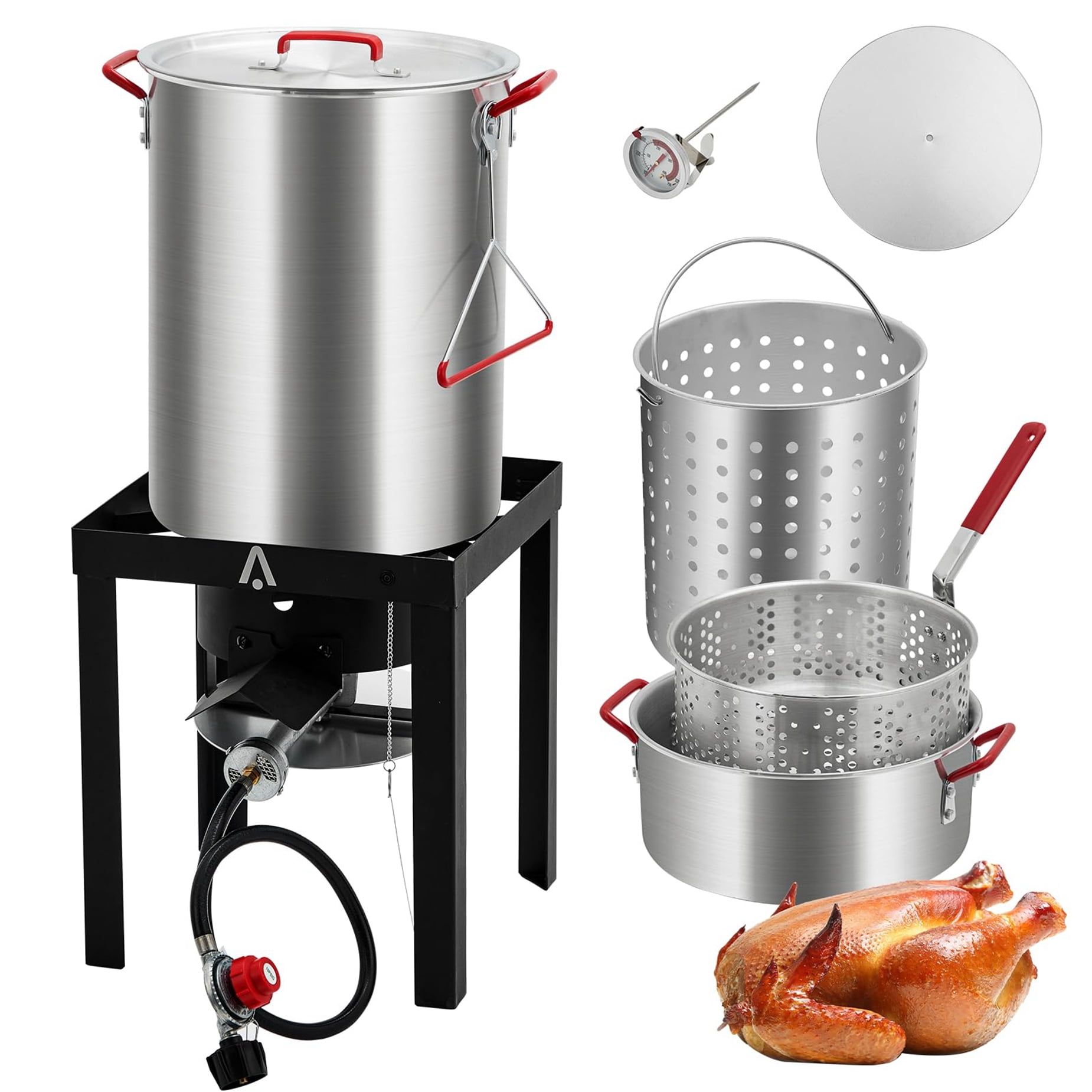 Adoolla Outdoor Turkey Fryer, 30 & 10 Quart 50,000 BTU Aluminum Seafood ...
