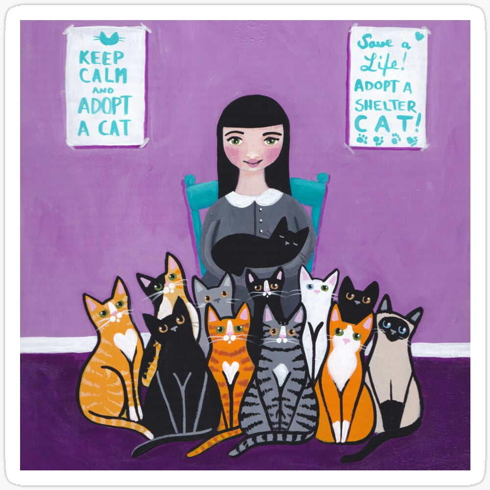 Adopt A Shelter Cat Sticker Phone Decal Water Bottle Stickers Car ...