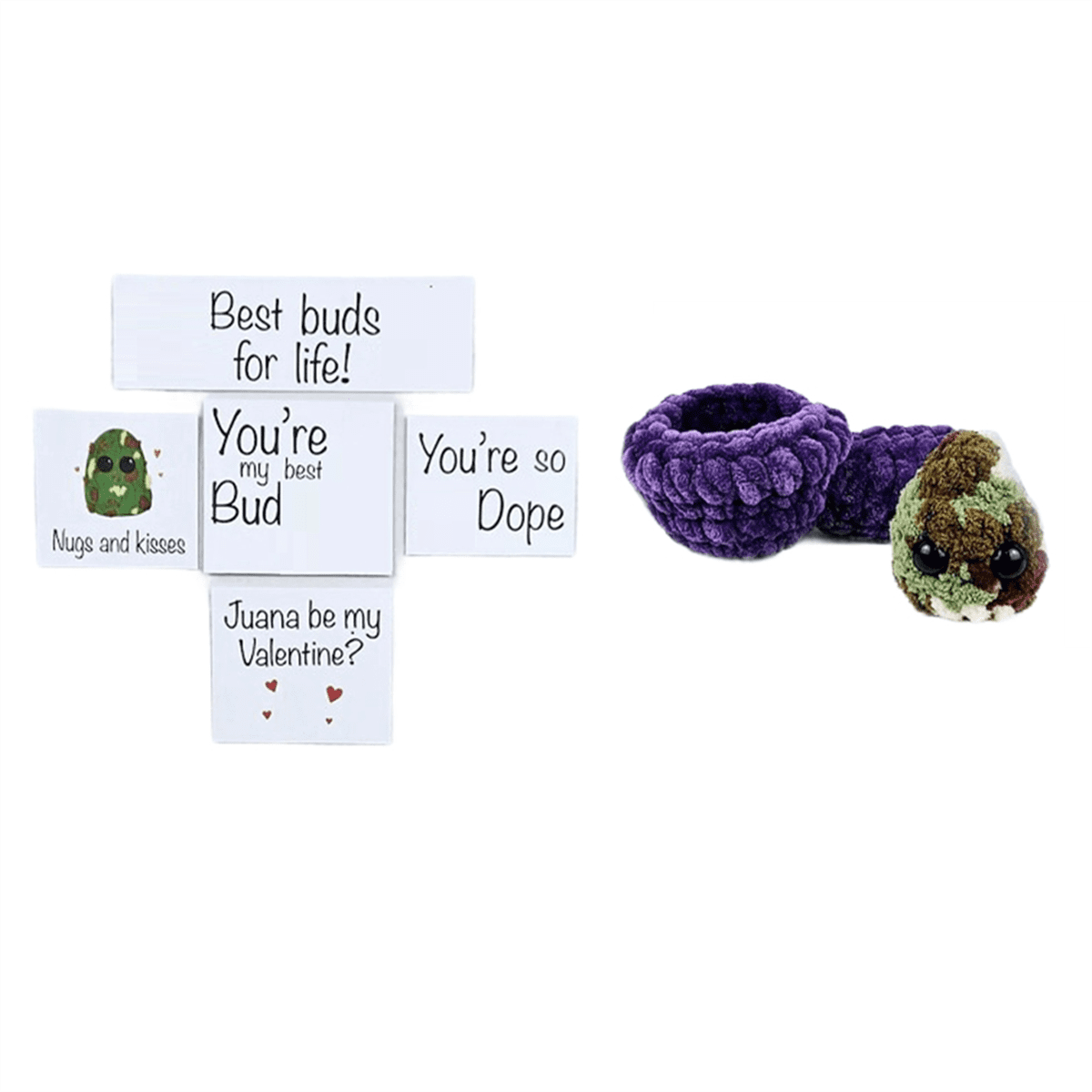 Adopt A Weed Plushie, Plush with Bowl and Encouragement Cards, Handmade ...