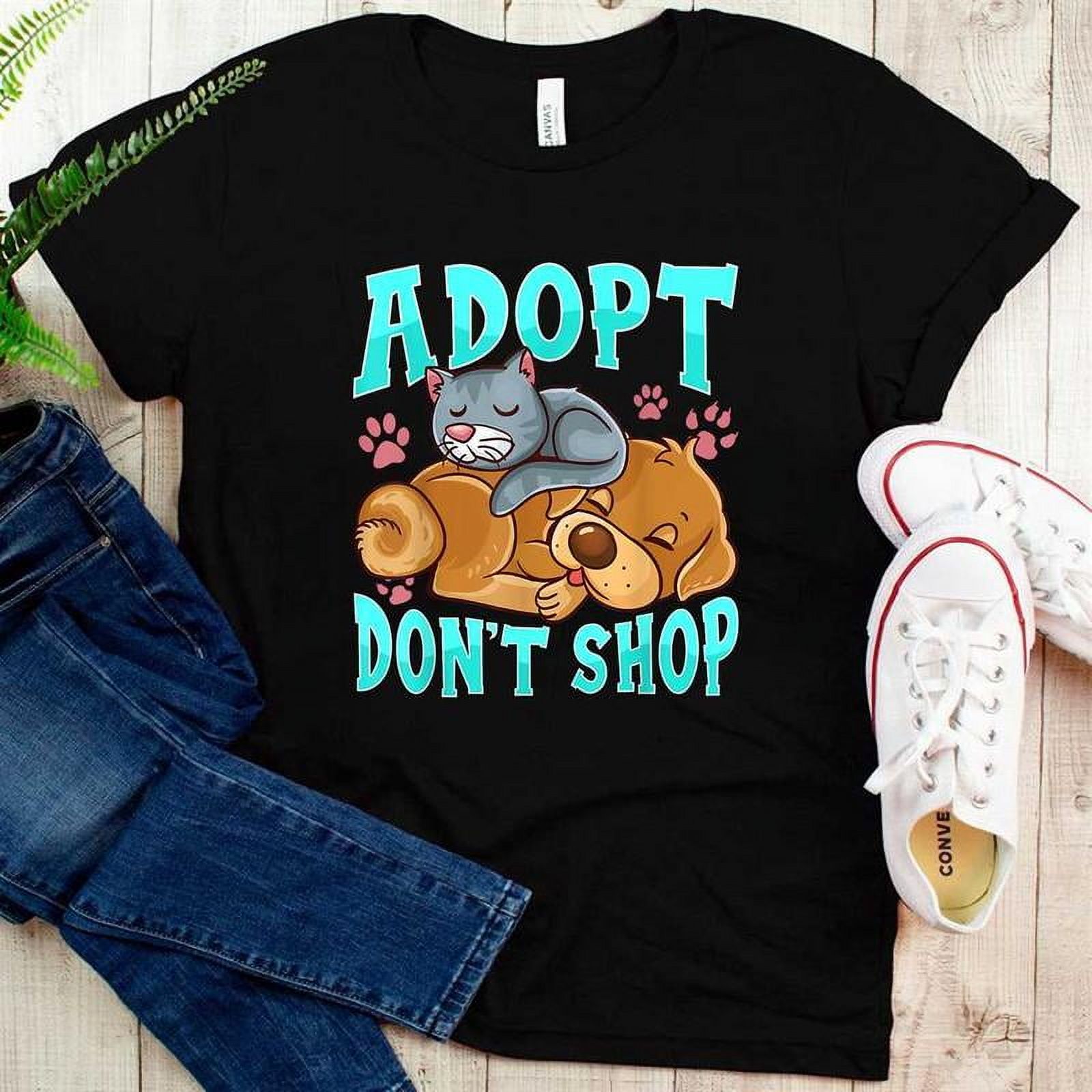 Adopt Dont Shop Cat Dog Unisex Comfort Tee T Shirt, Color: White, Size: 5XL - Walmart.com