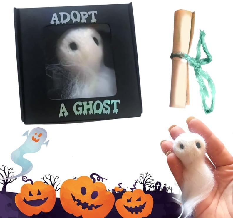 Adopt A Ghost, 2025 New Super Cute Little Pocket Ghost with A Tiny Scroll, Mini Plush Stuffed ...