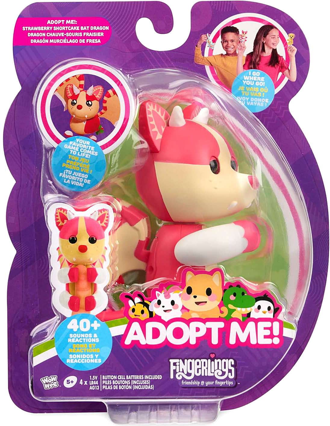 Adopt Me! Fingerlings Strawberry Bat Dragon Figure - Walmart.com