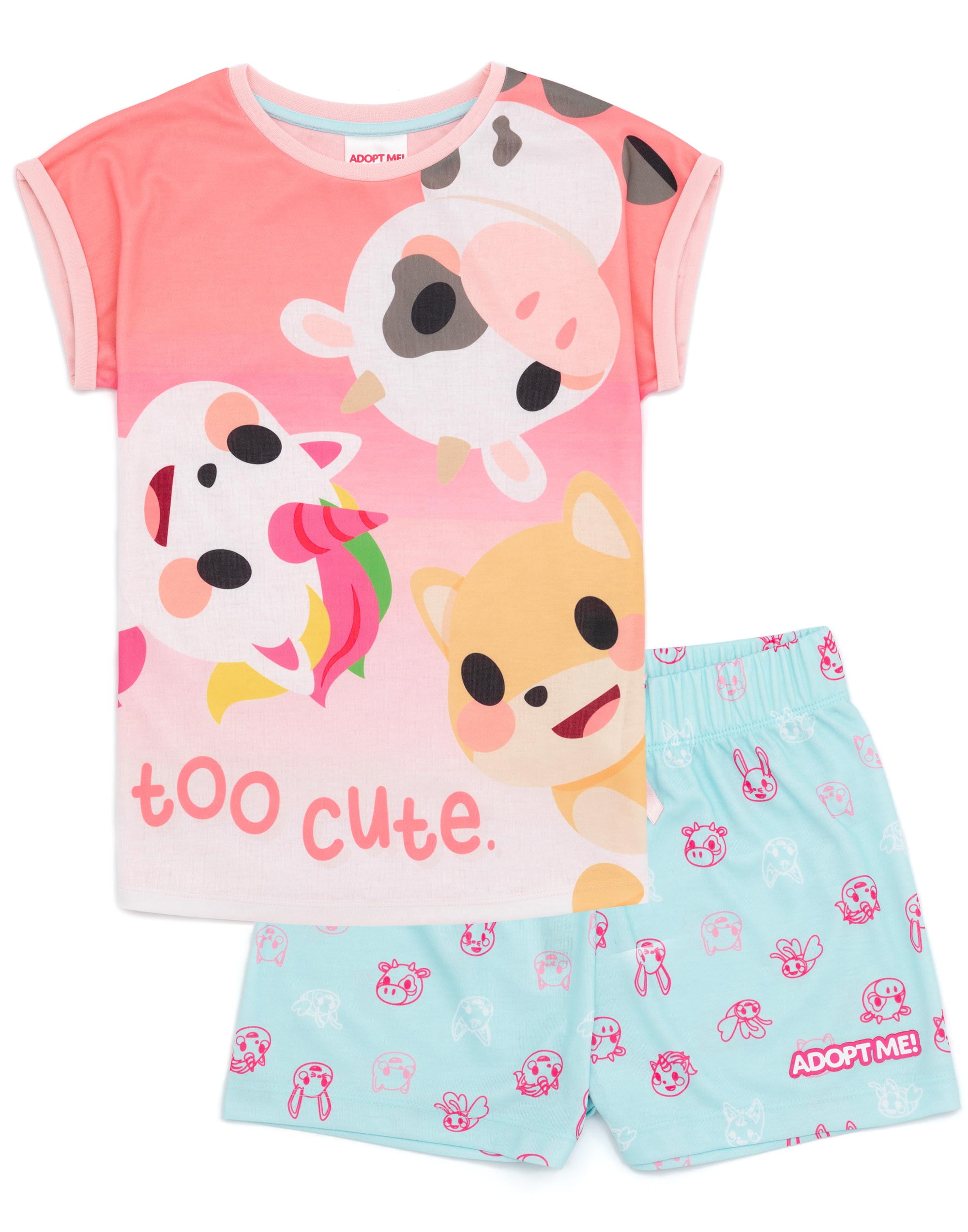 Adopt Me Girls Pink Short Sleeve Short Leg Pyjama Set - Walmart.com
