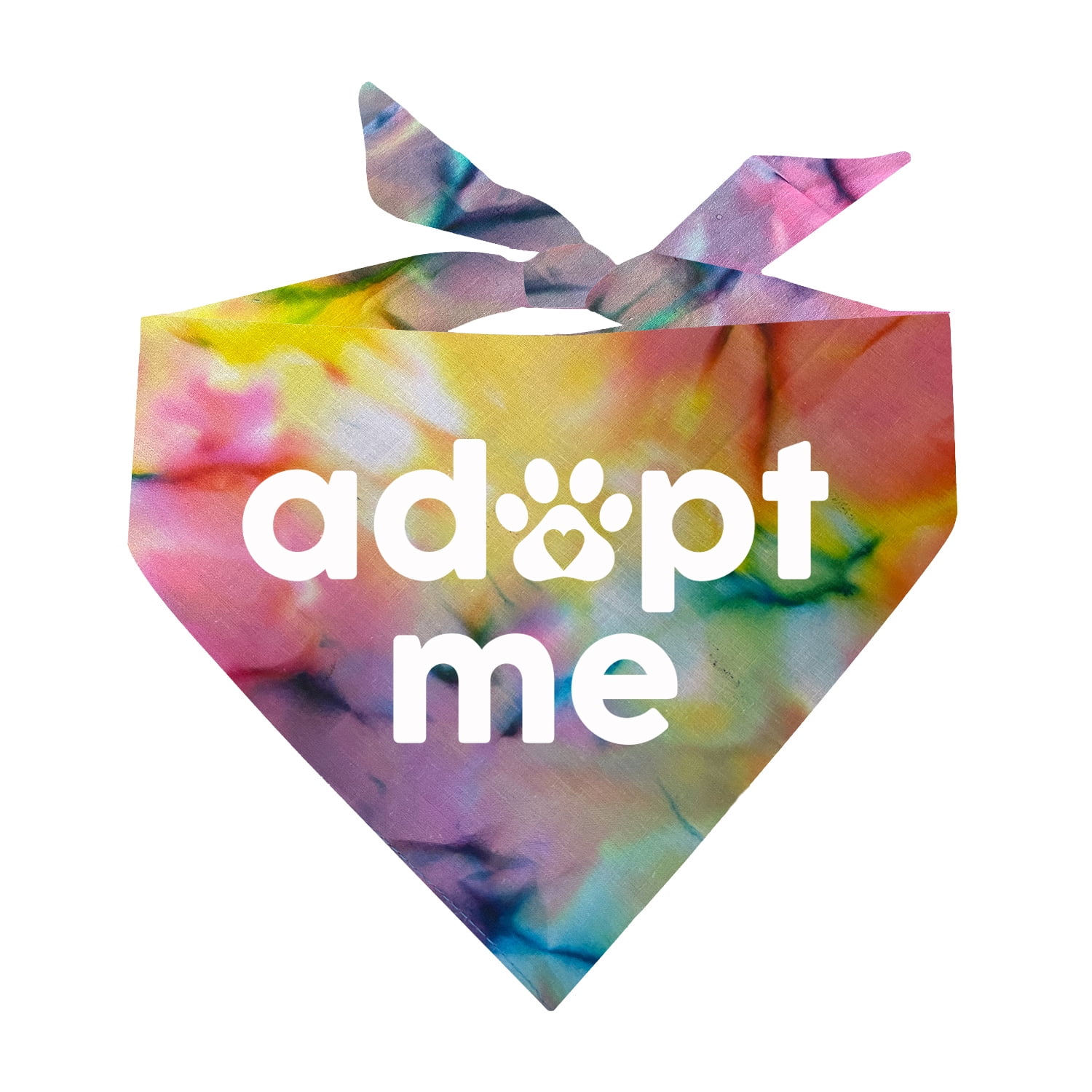 Adopt Me Heart Paw Scrunch Tie Dye Pattern Triangle Dog Bandana ...