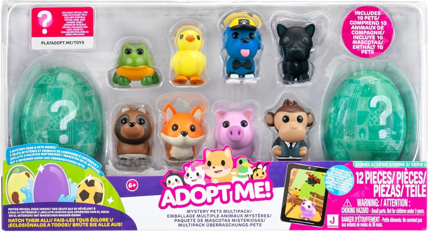 Adopt Me! Series 2 Mystery Pets Multipack Mini Figure 10-Pack (Fox Ears Online Virtual Item ...