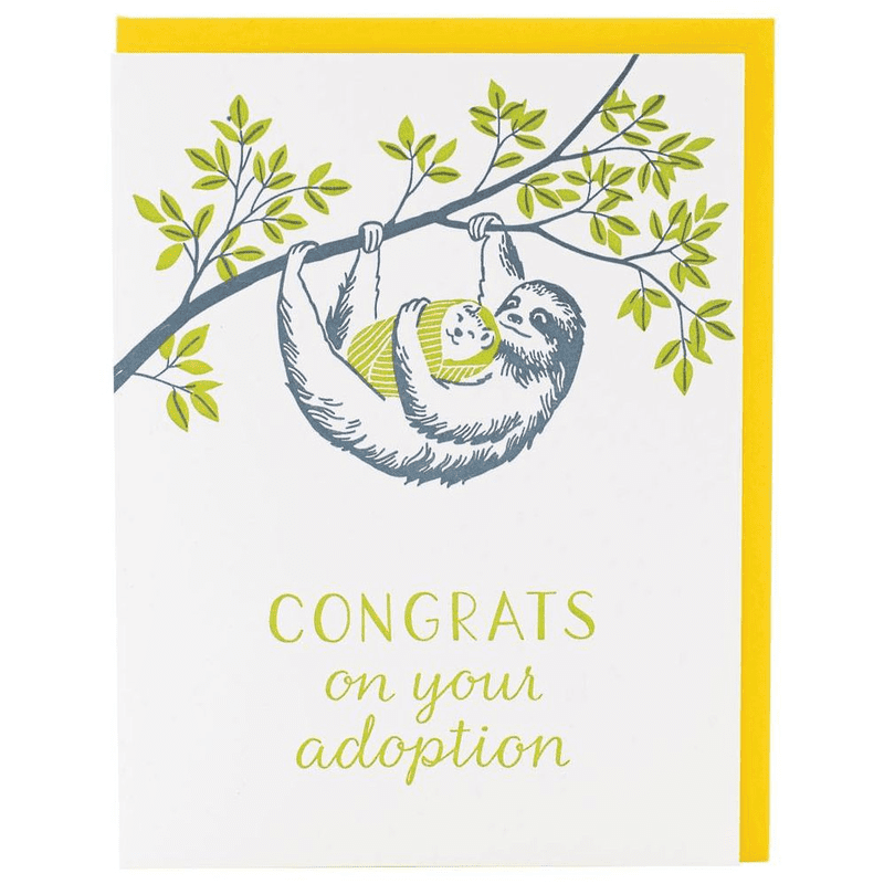 Adoption Congrats Card with Sloth Design – "Congrats on Your Adoption ...