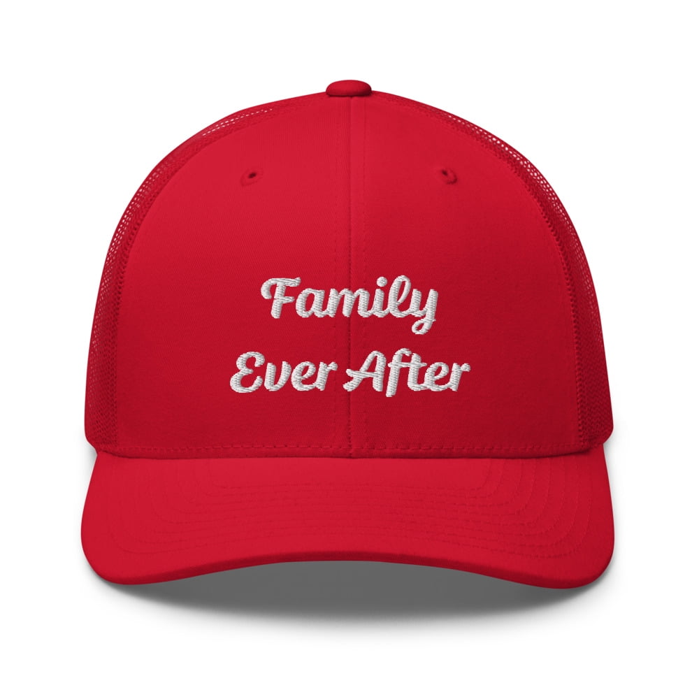Adoption Gotcha Day Trucker Cap, Family Ever After- Embroidery (Red ...
