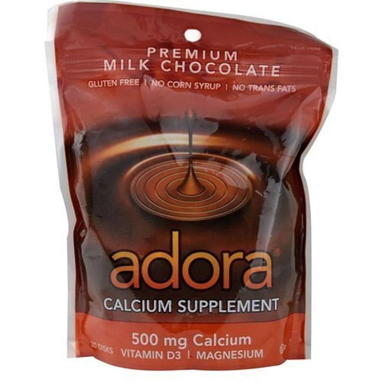 Adora Organic Calcium Carbonate Supplement - Rich Milk Chocolate, 500 ...