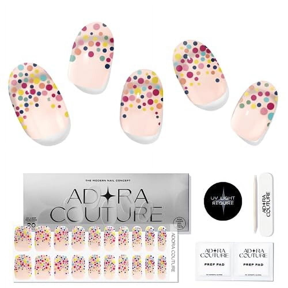 Adora Couture Semi Cured Gel Nail Strips French Tip |20pcs Confetti ...