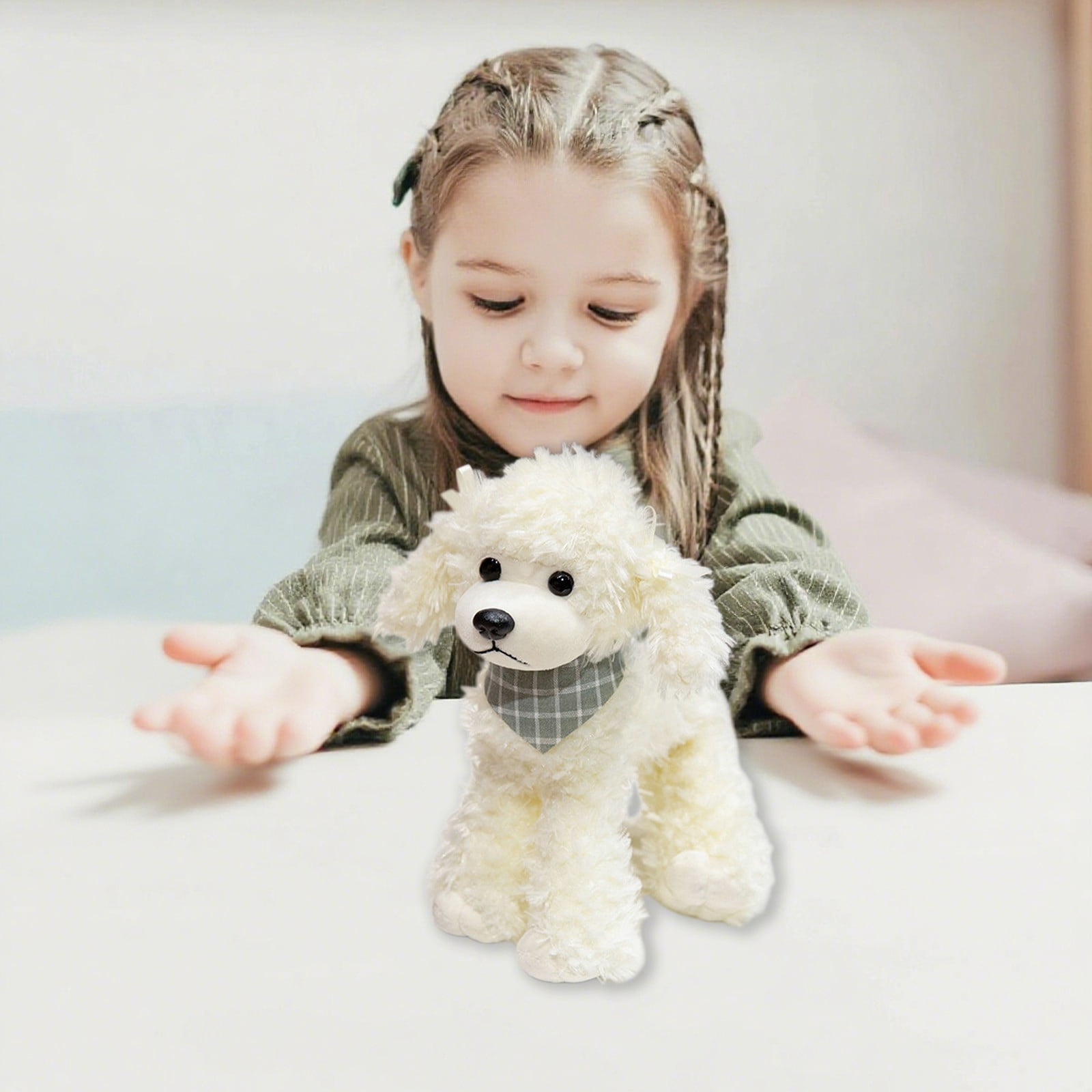 Adorable 11" Plush Poodle Dog Doll with Scarf,Realistic Stuffed Animal ...