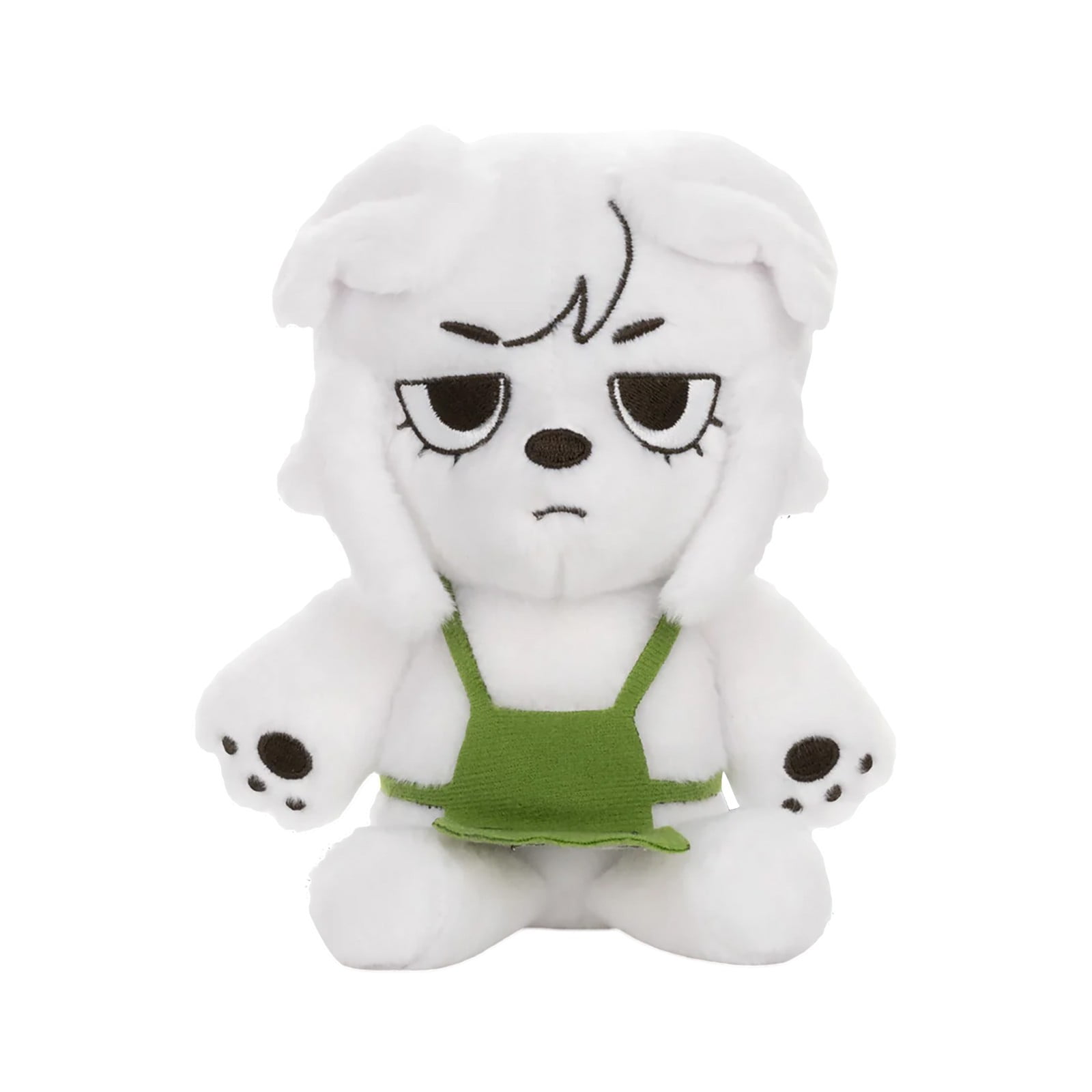 Adorable 12 Inch White Plush Dog Toy with Green Apron Soft Stuffed ...