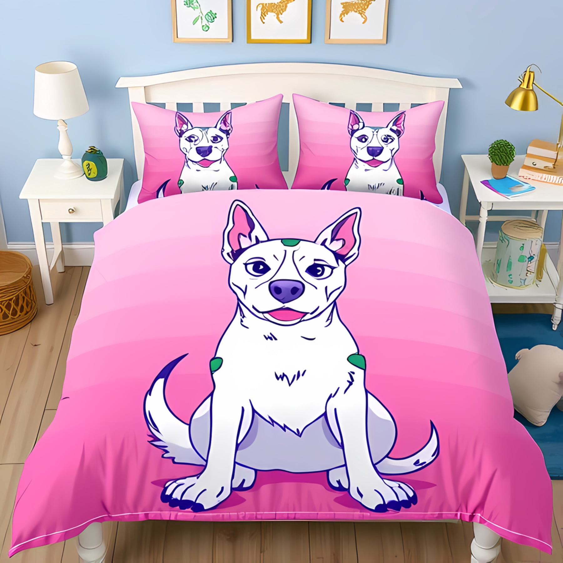 Adorable 3-Piece Cartoon Dog Duvet Cover Set - Cozy Bedding for Animal ...