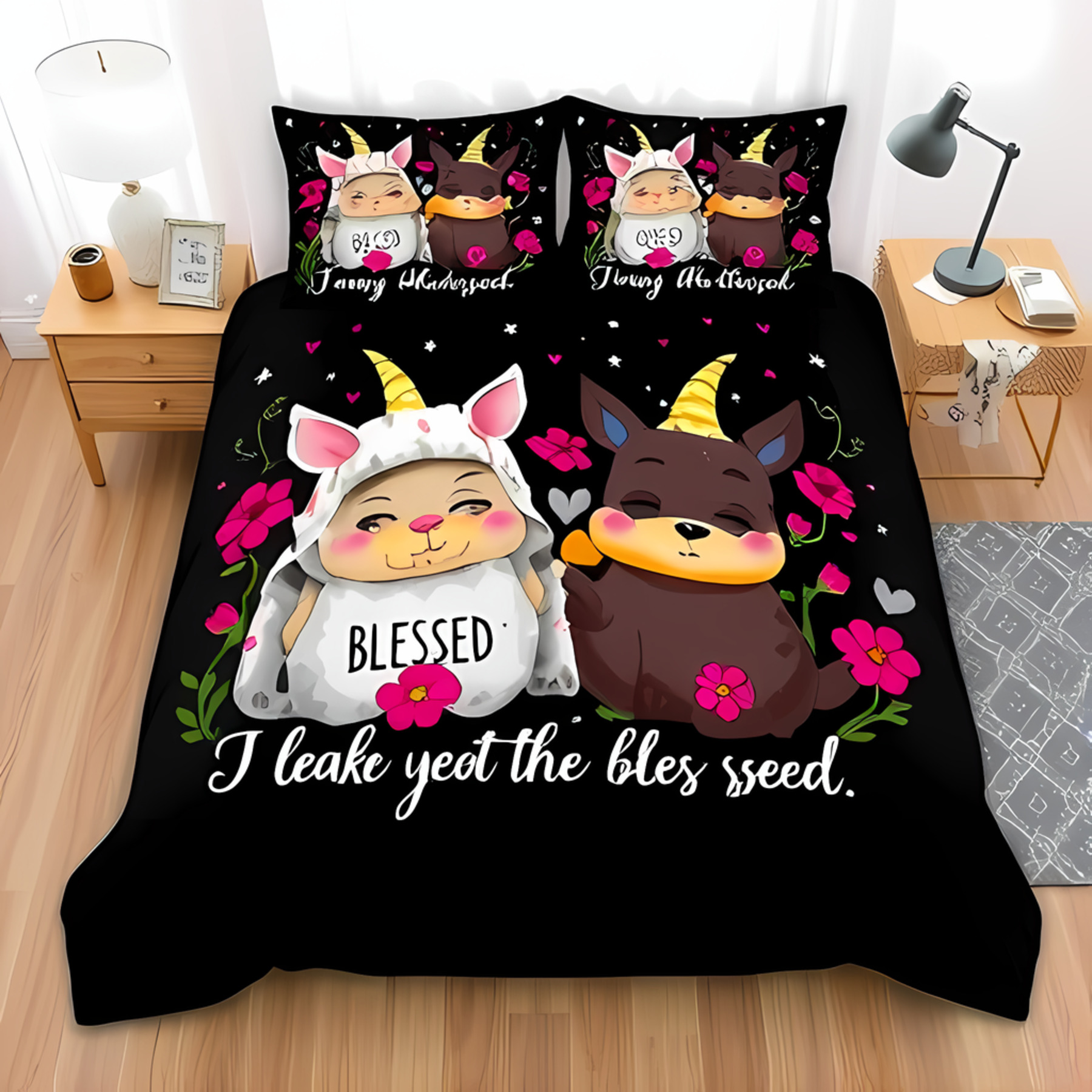 Adorable 3-Piece Duvet Cover Set with Whimsical Cartoon Characters ...