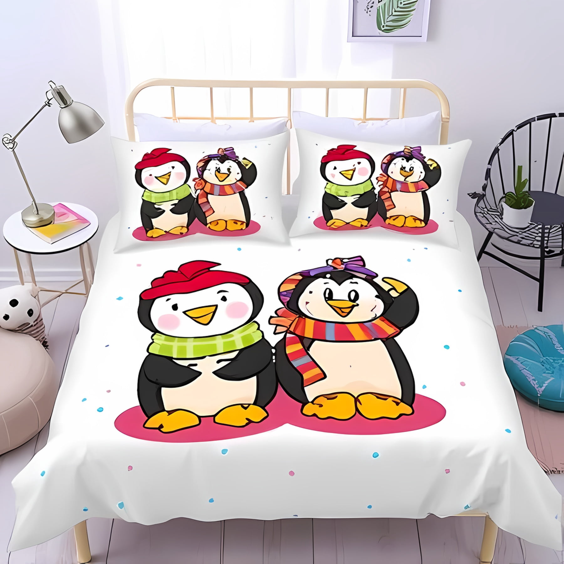 Adorable 3-Piece Penguin Duvet Cover Set with Matching Pillowcases ...