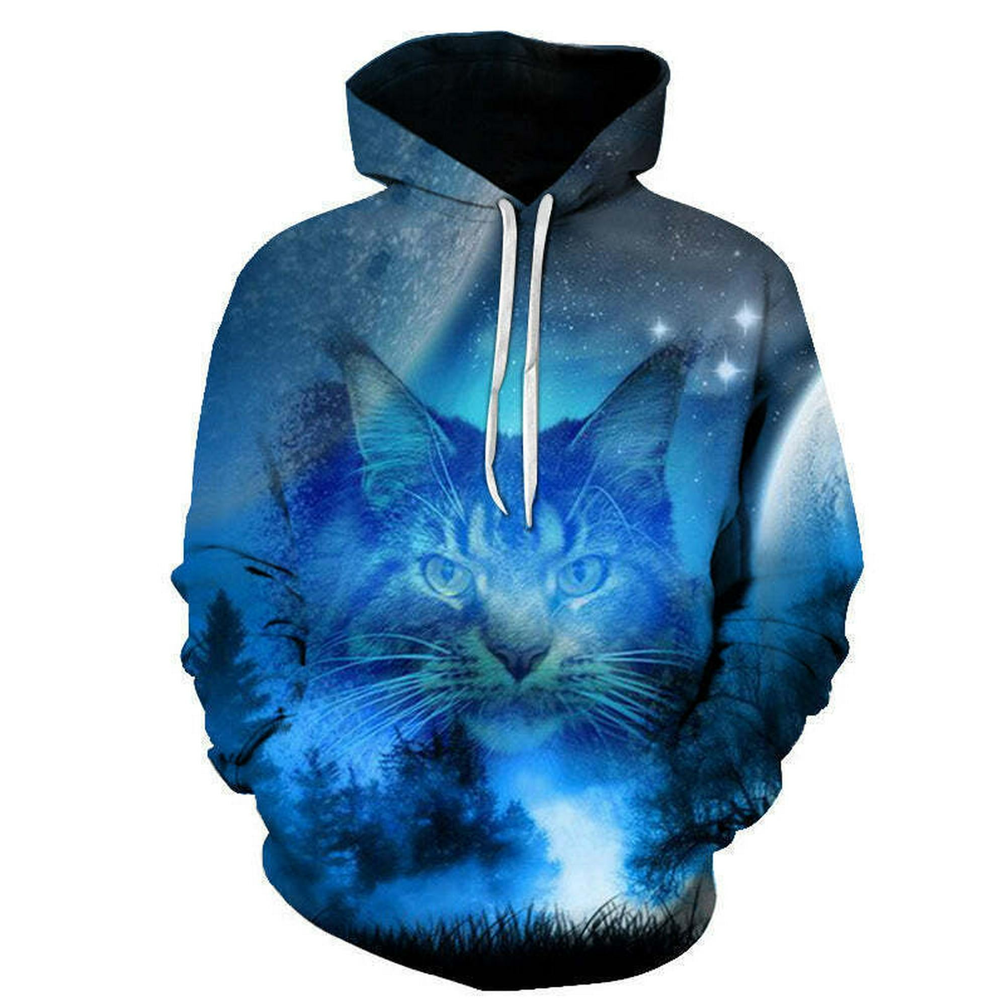Adorable 3D Cat Print Hooded Sweatshirt for Couples Cute Matching ...