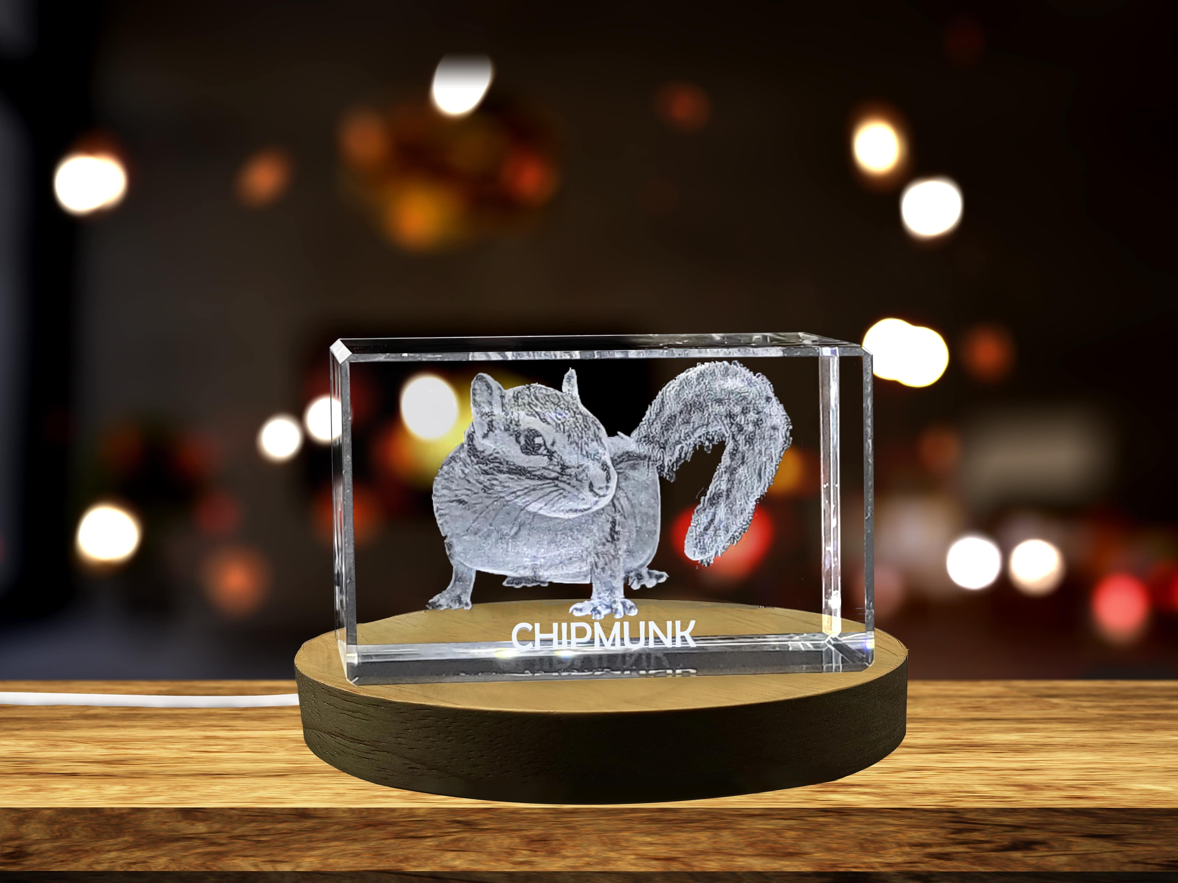 Adorable 3D Engraved Crystal of a Playful Chipmunk - Perfect for Nature ...