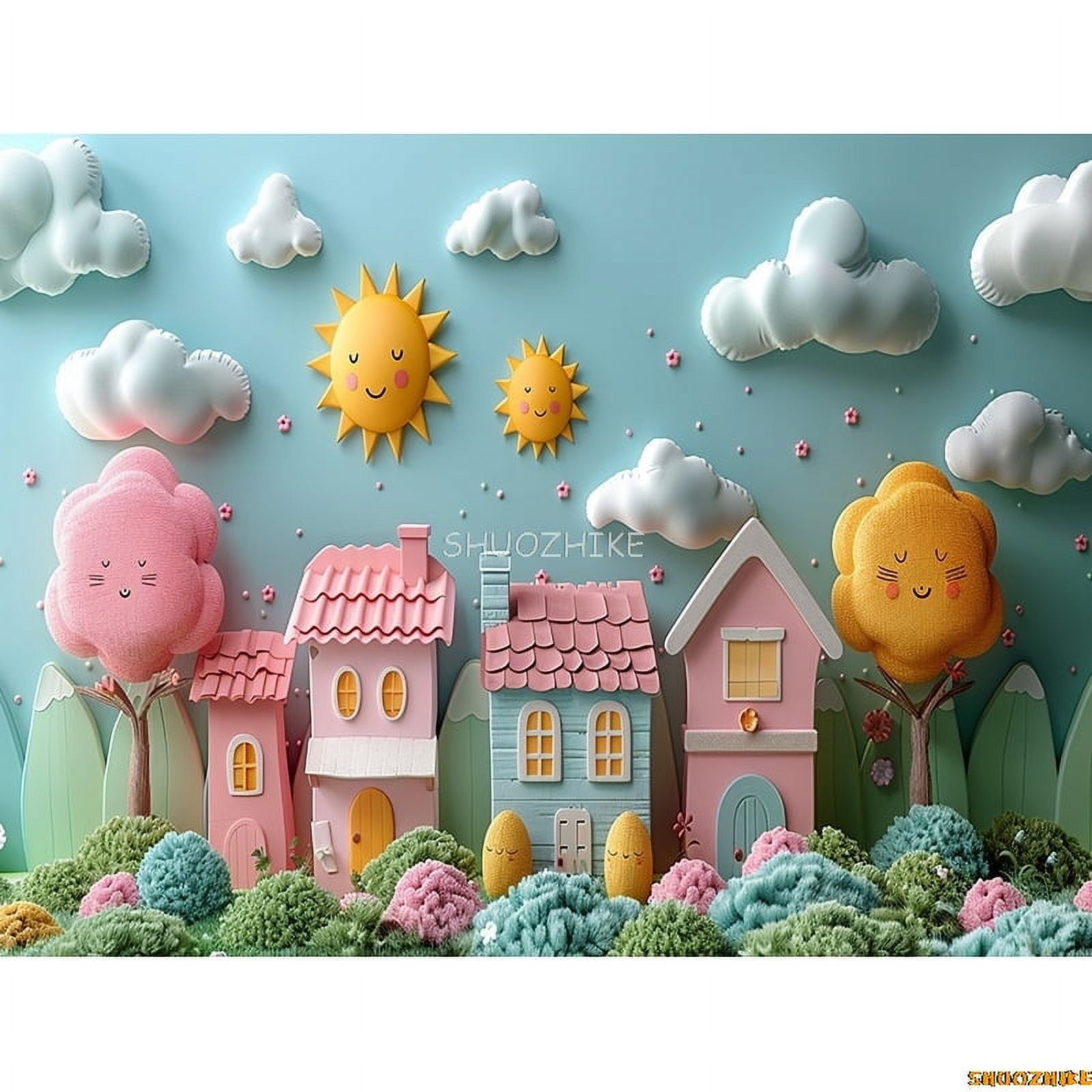 Adorable 3d Cartoon Photography Backdrops Props Birthday Party Banner ...