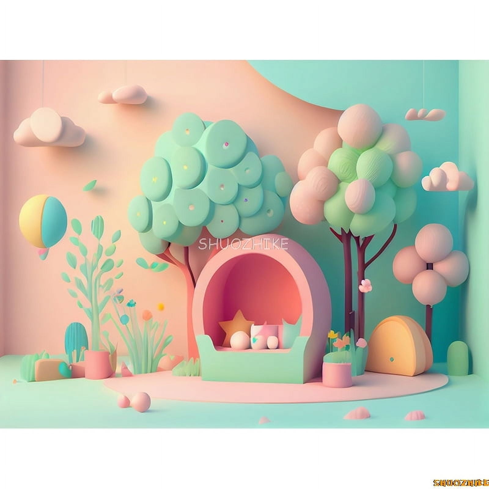 Adorable 3d Cartoon Photography Backdrops Props Birthday Party Banner ...