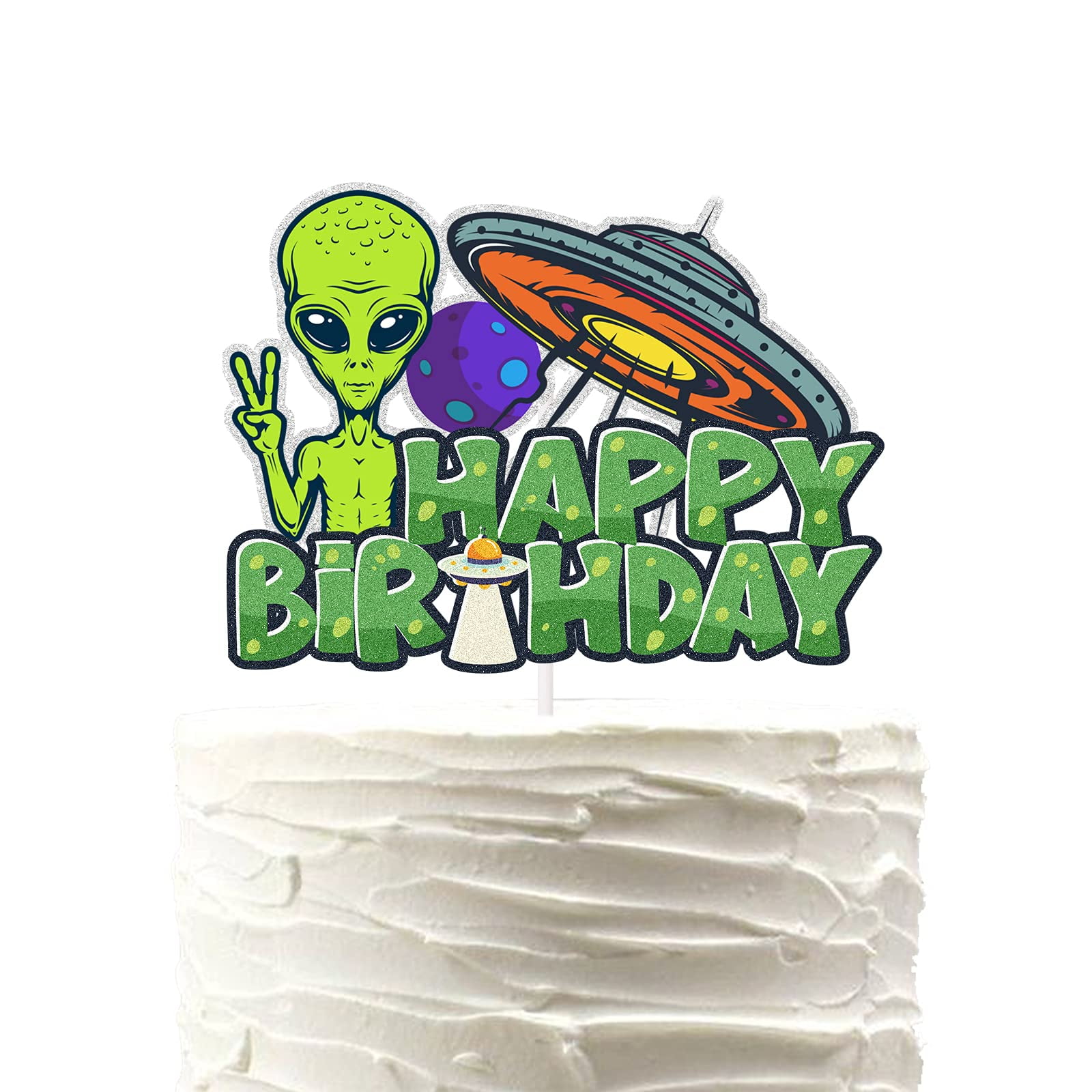 Adorable Alien CakeTRDN Topper - ET and UFO Space Theme Birthday Cake ...