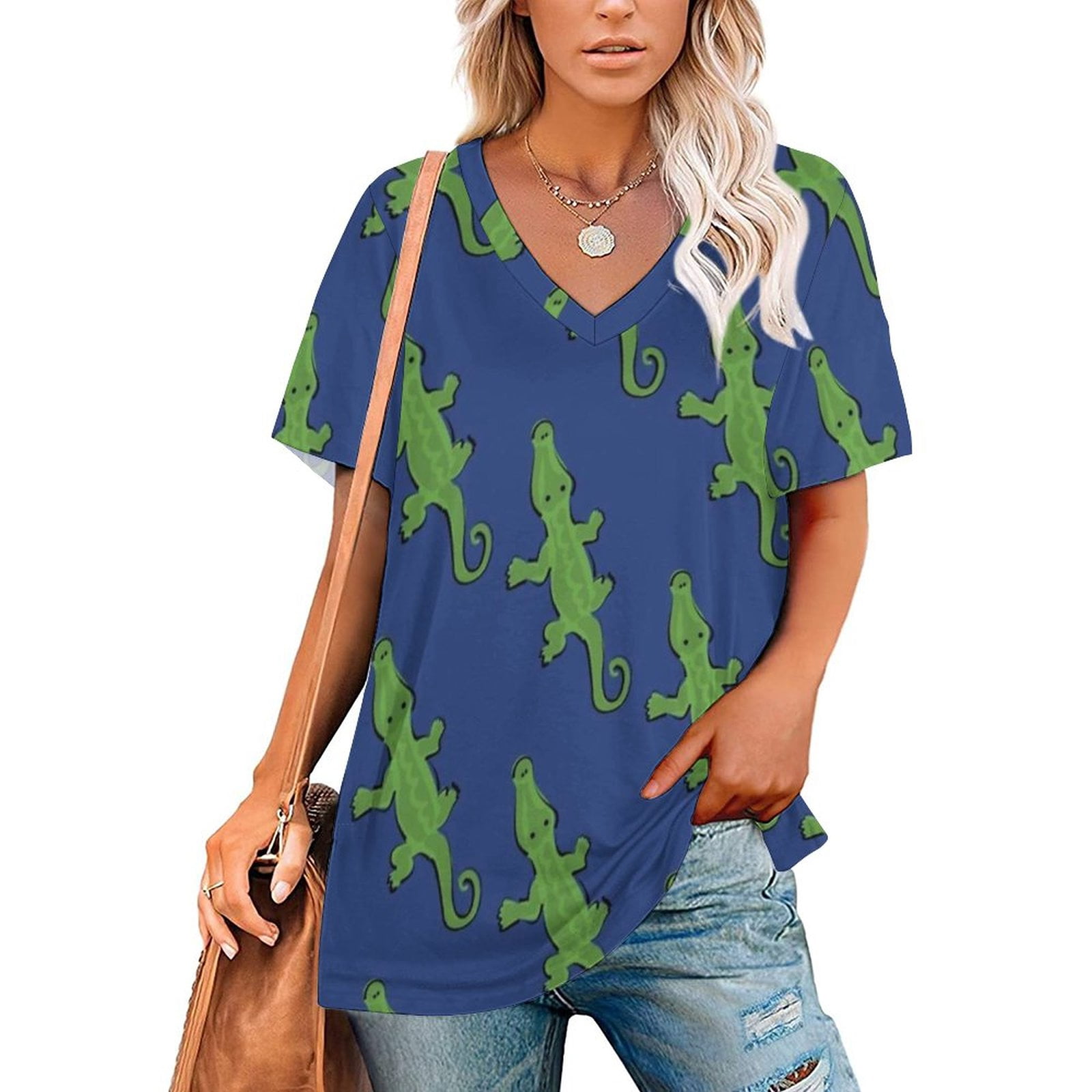 Adorable Alligator Women Zipper Printed Vintage T Shirts Tops Full ...
