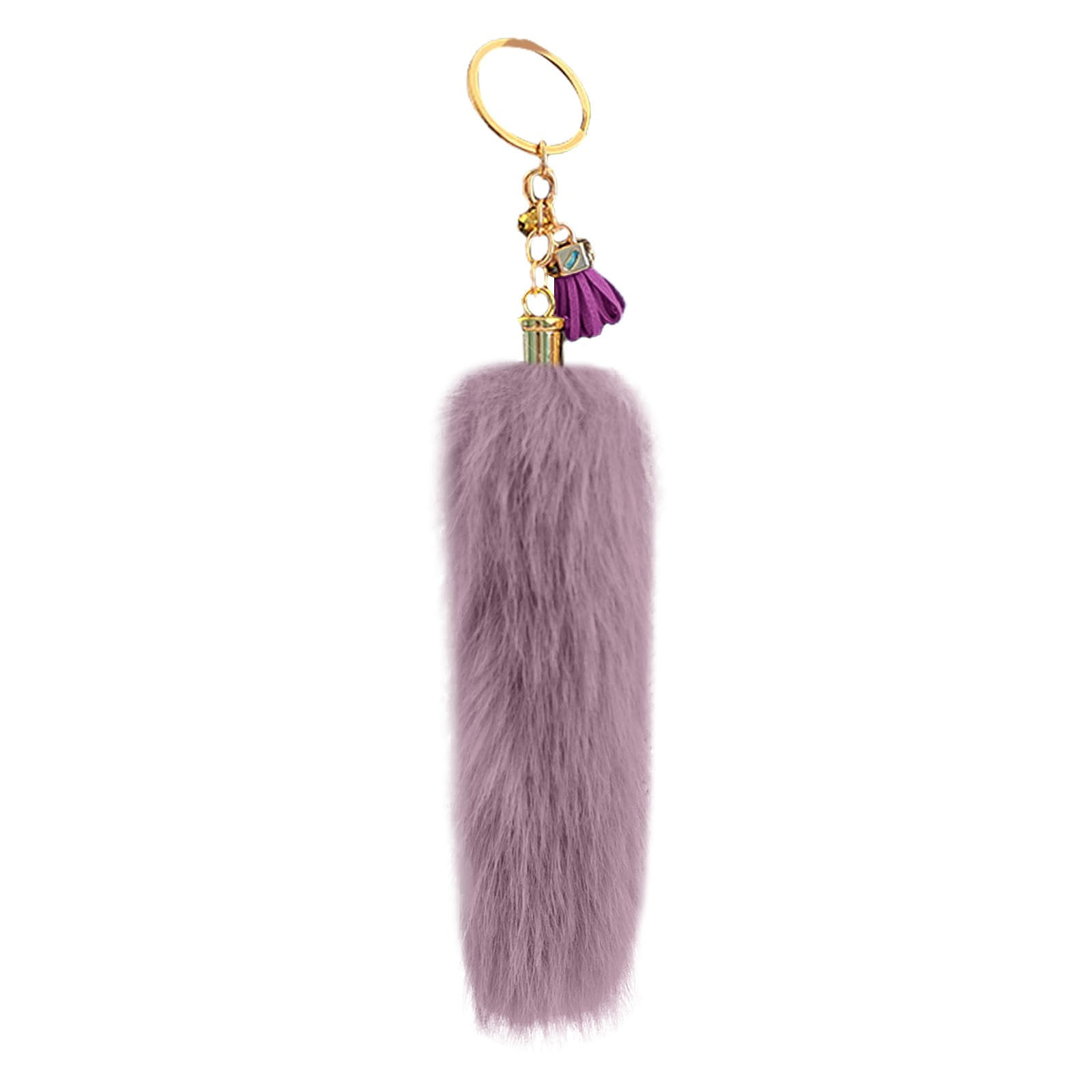Adorable Animal Furry Tail Keychain Hanger Plushy Soft Unique Accessory ...