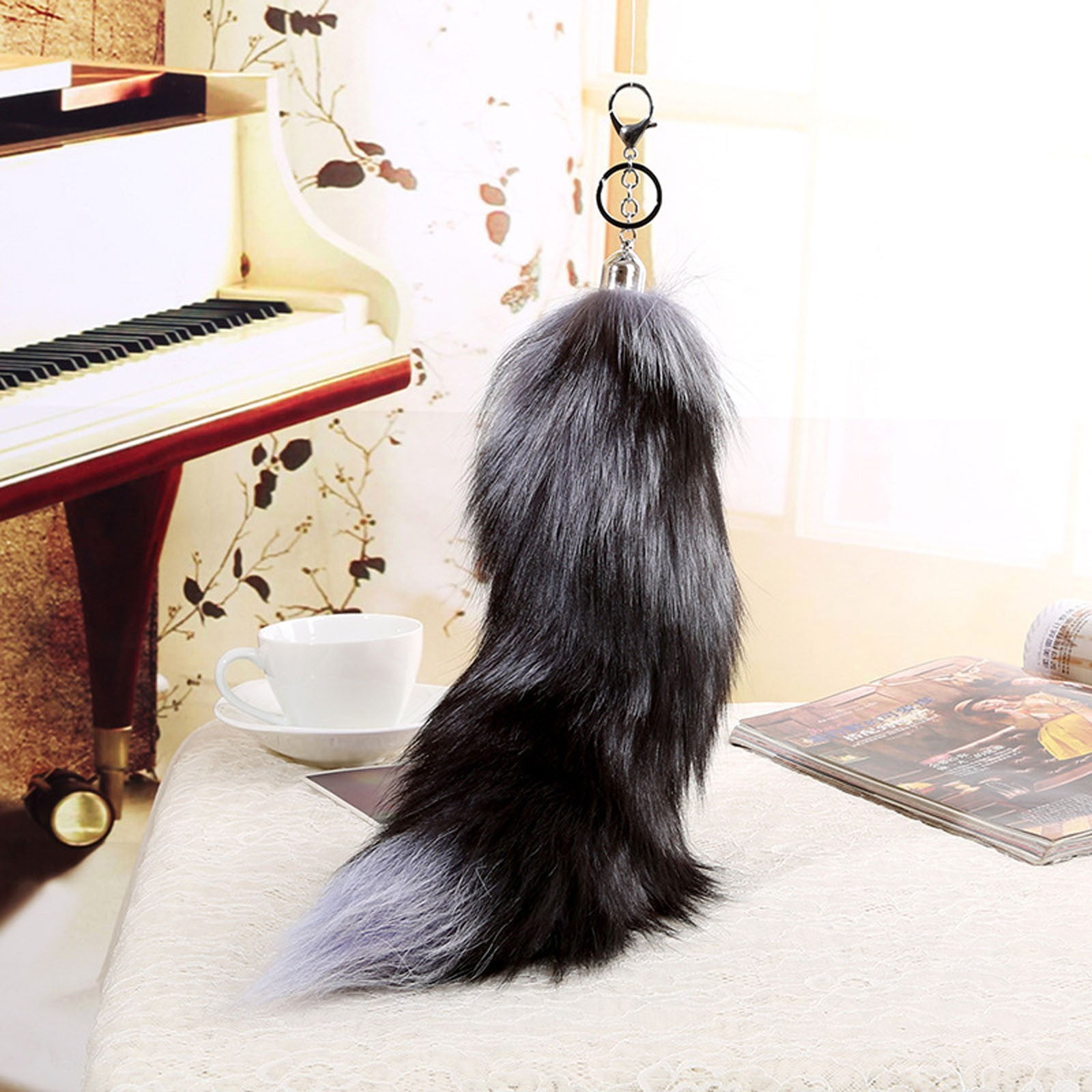 Adorable Animal Furry Tail Keychain Hanger Plushy Soft Unique ...