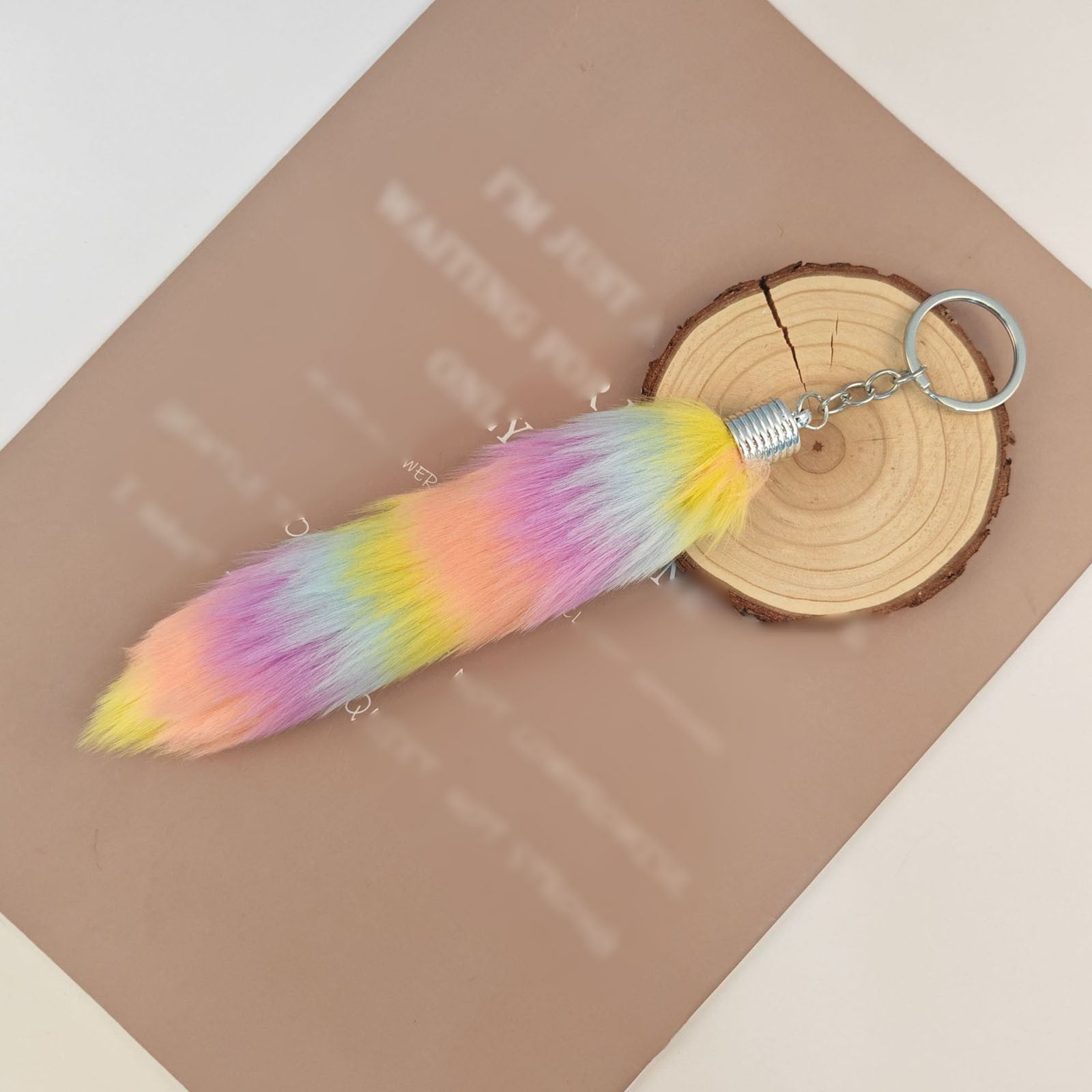 Adorable Animal Furry Tail Keychain Hanger Plushy Unique Accessory For ...