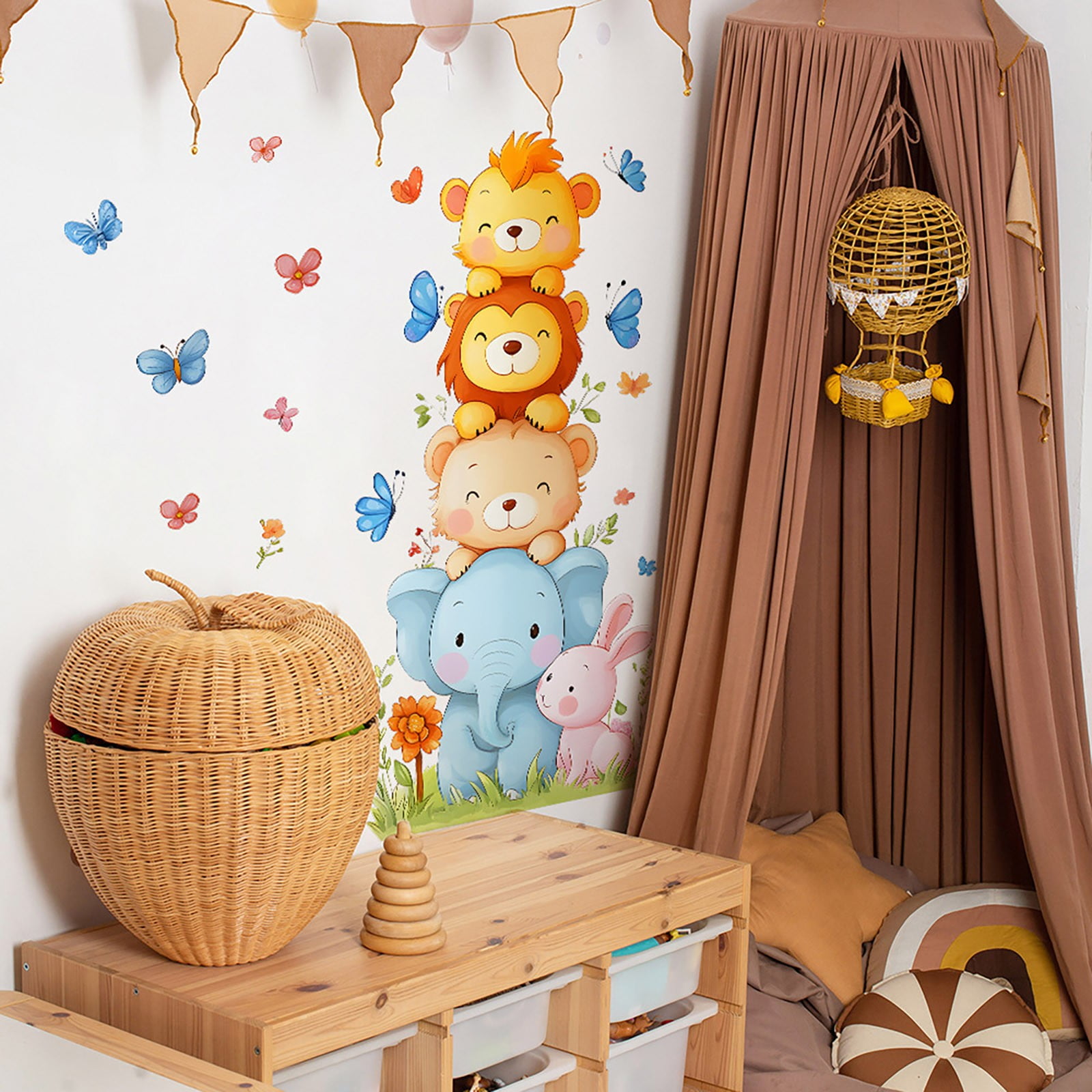 Adorable Animal Stack Wall Decal Cute Lion, Bear, Elephant, Rabbit ...