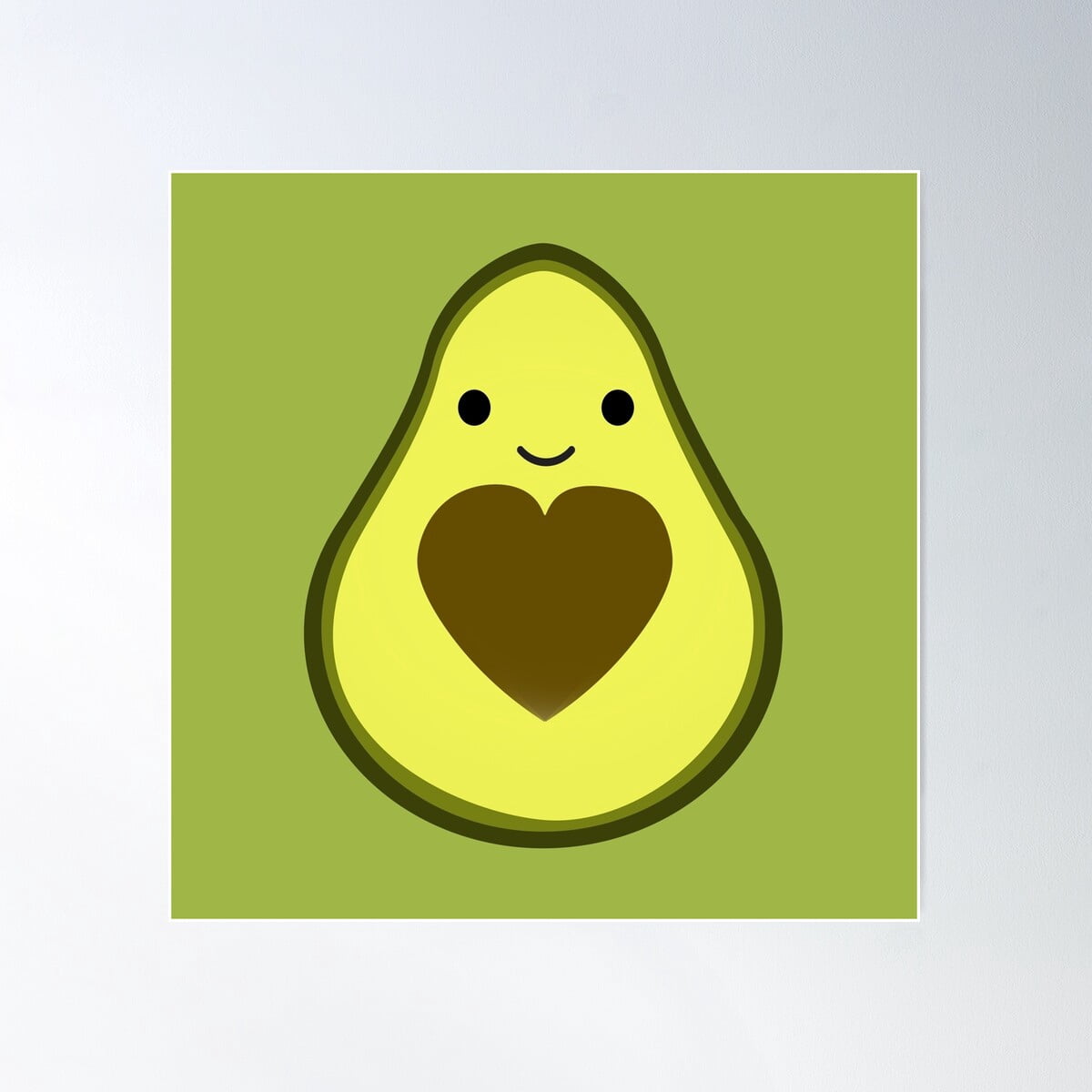 Adorable Avocado Love Kawaii Avocado With Heart Pit Poster Wall Art ...