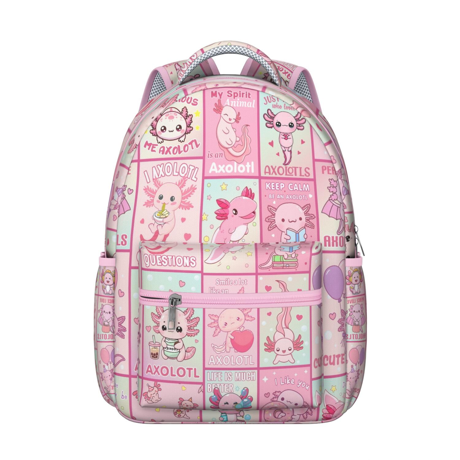 Adorable Axolotl Creature Backpack for Student Waterproof Scratch ...