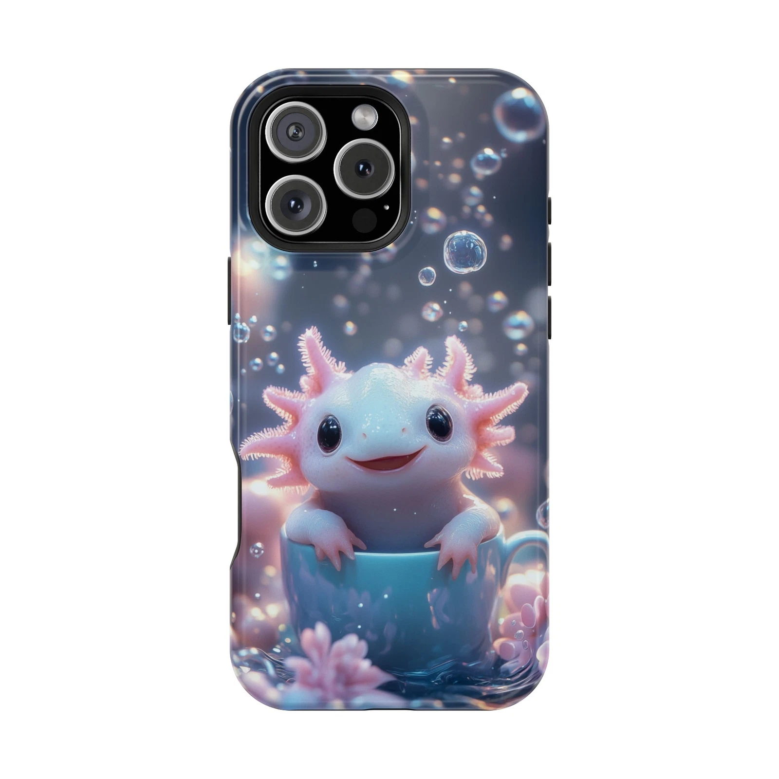 Adorable Axolotl Tea Party Art Phone Case for iPhone 11 to 16 Pro Max ...