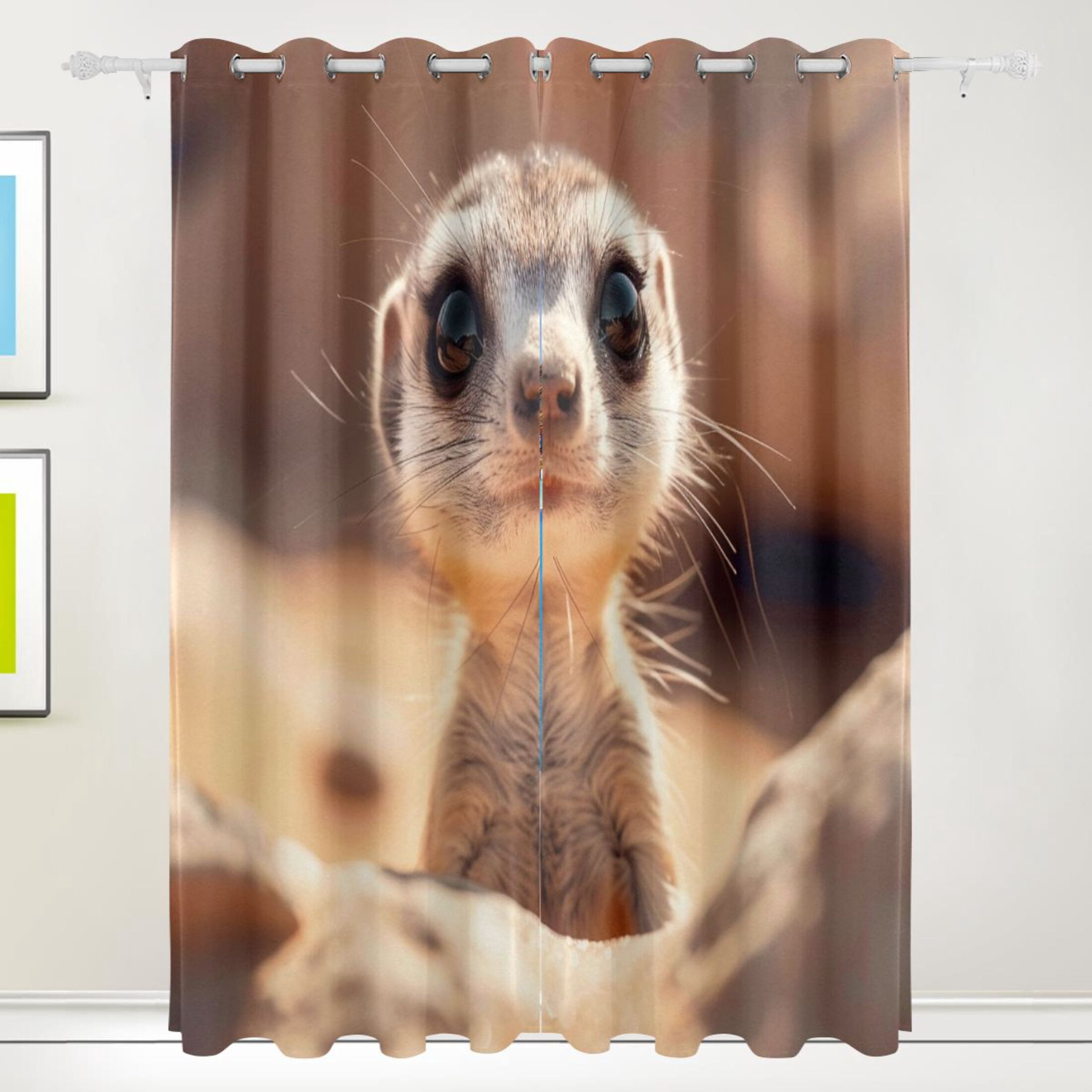 Adorable Baby Meerkat Blackout Curtains 2 Panels Set Grommet Drapes for ...