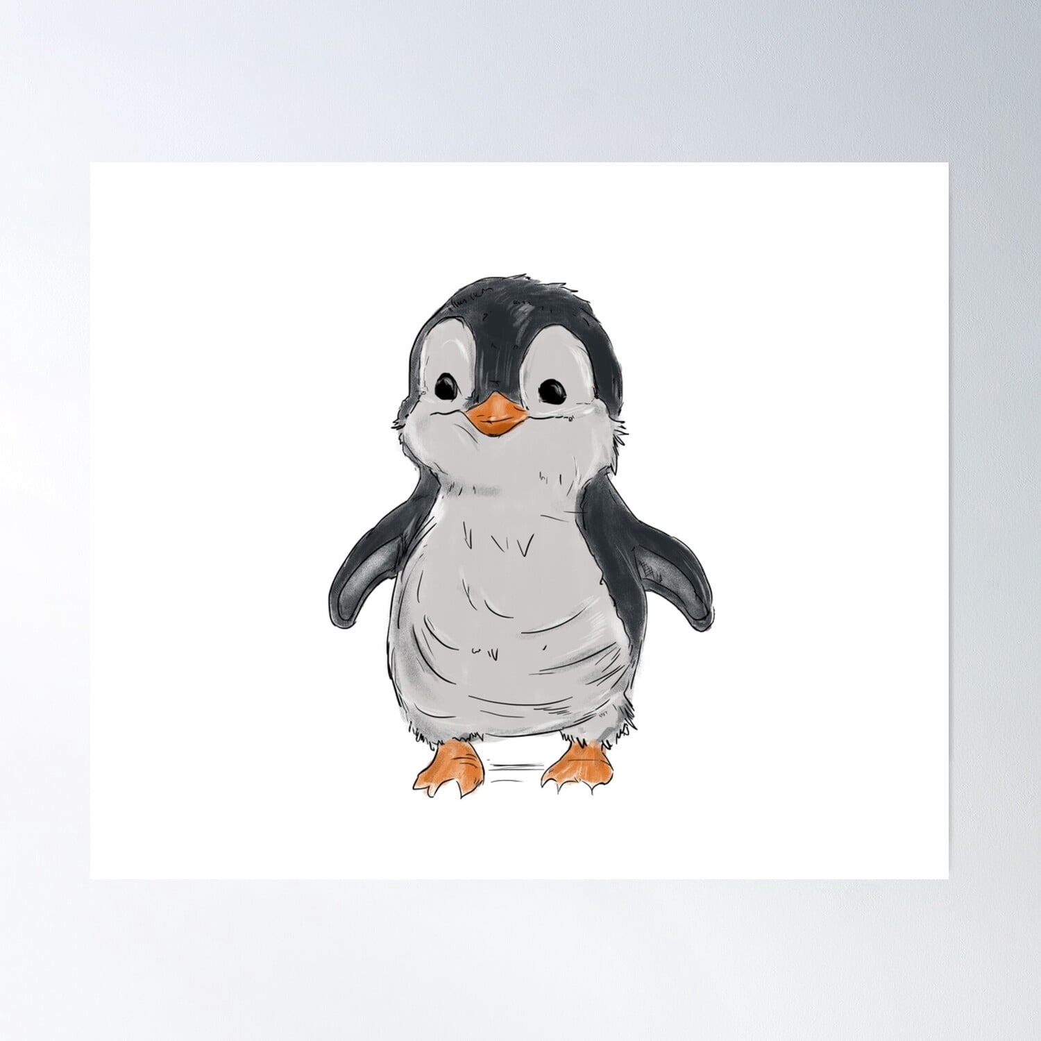 Adorable Baby Penguin Illustration Poster Wall Art, Modern Wall Decor ...