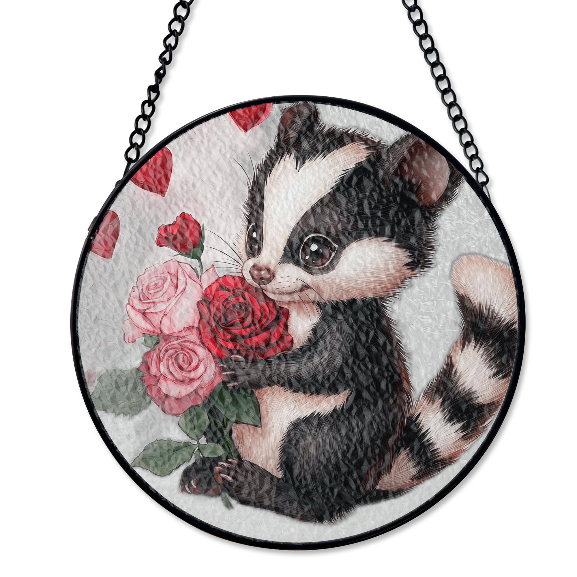 Adorable Baby Skunk With Roses Suncatcher, Stained Glass Style UV ...
