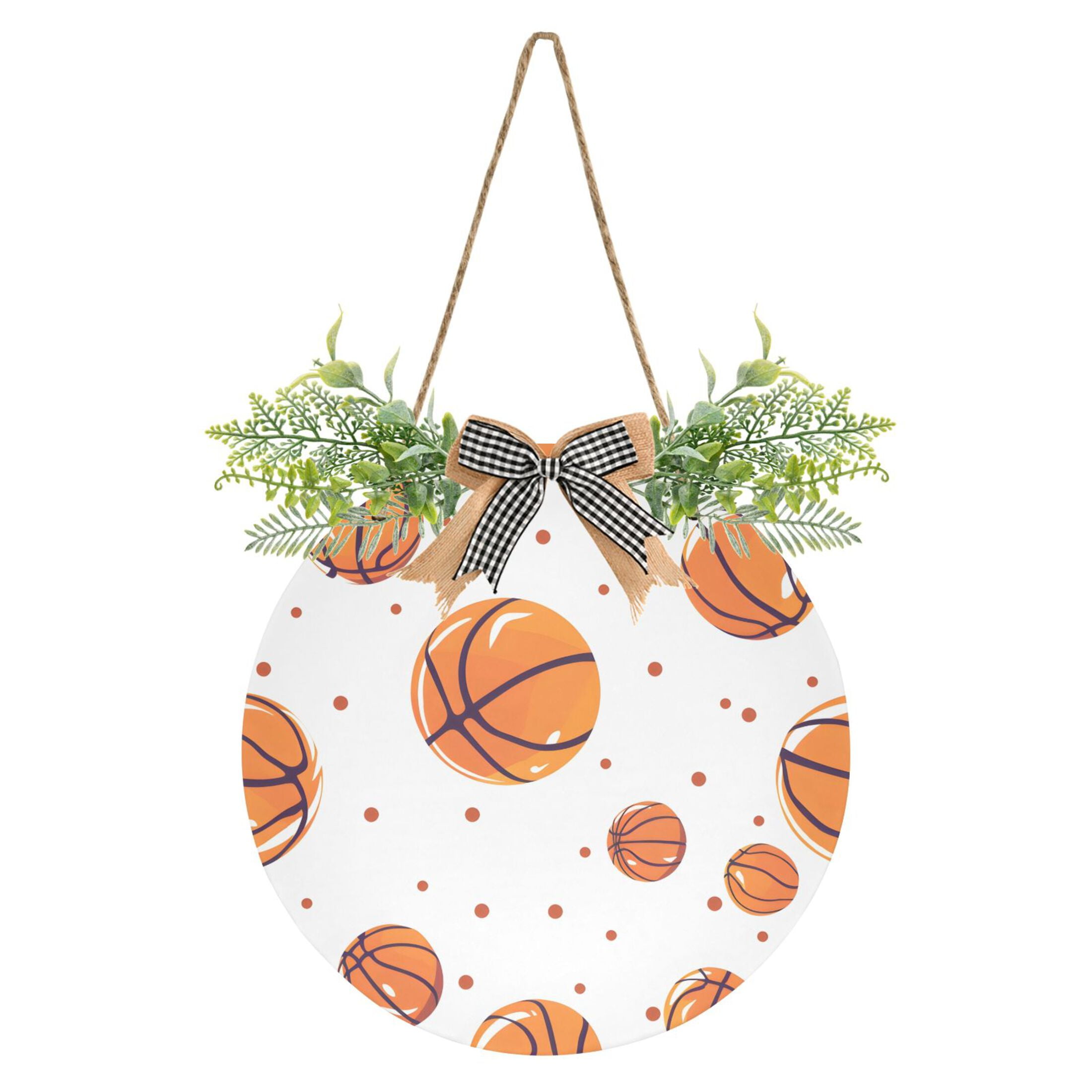 Adorable Basketball Welcome Front Door Sign Round 12 inch Porch Hanging ...