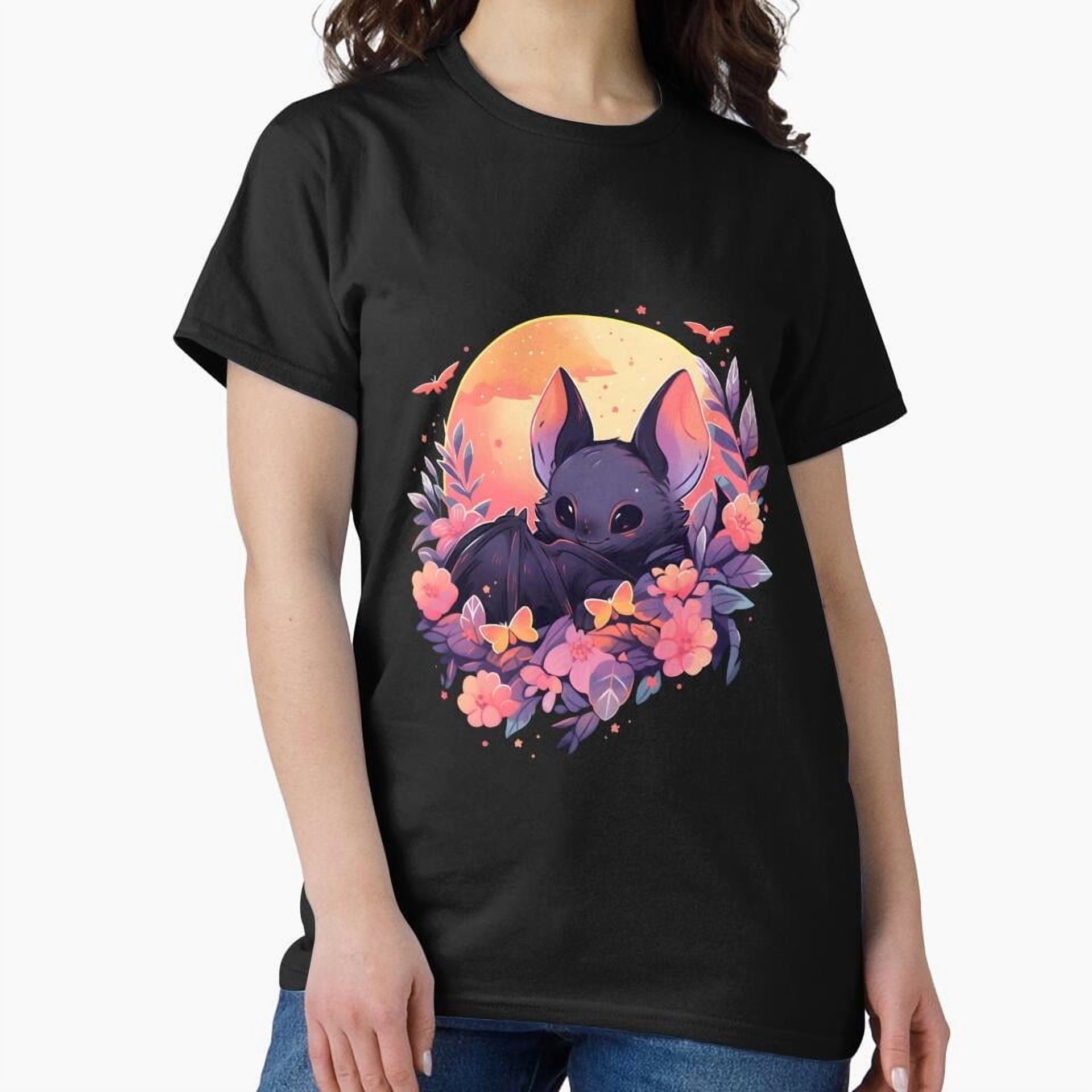 Adorable Bat Poking Head from Fall Flowers H43096 Unisex T-Shirt, Up to ...